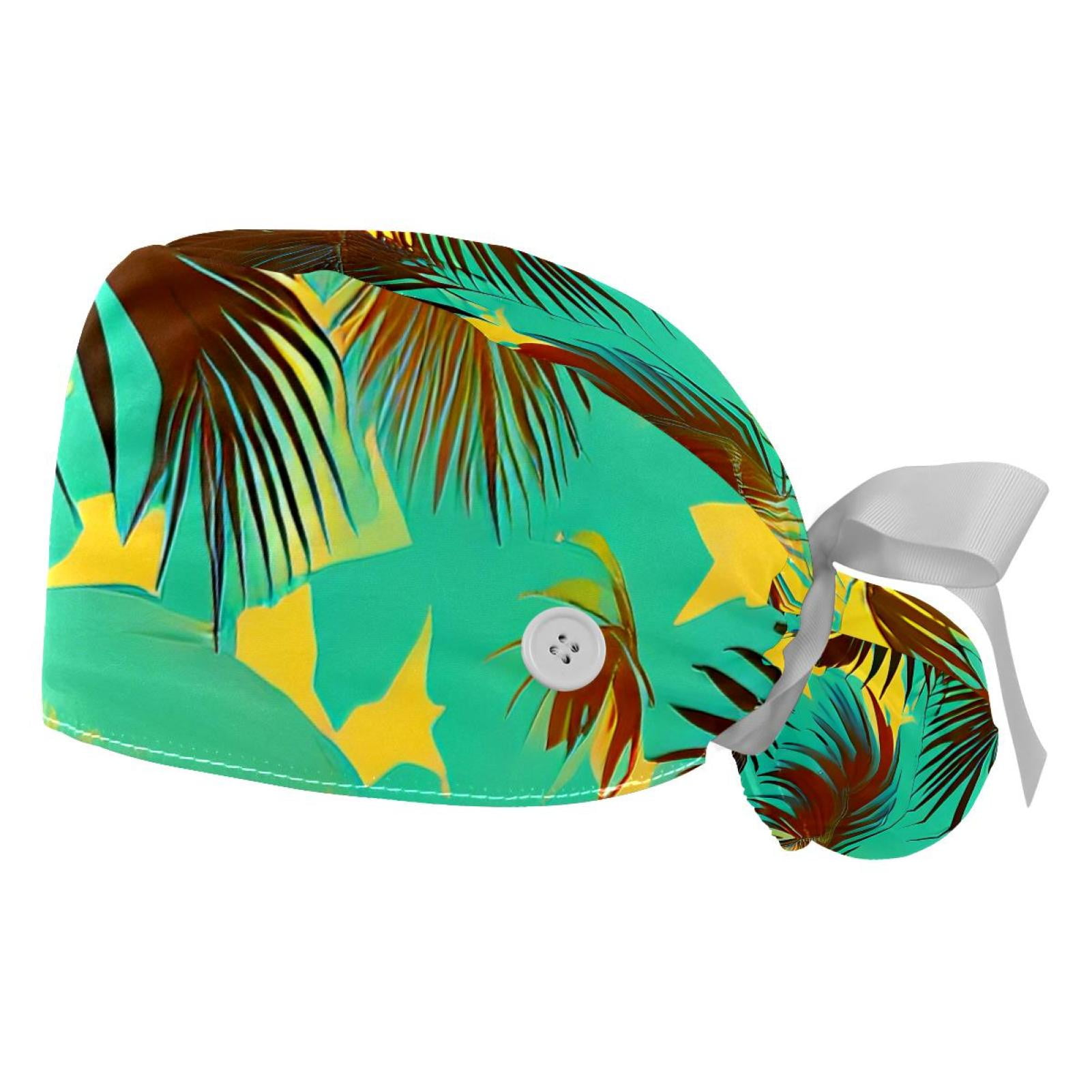 2 Pcs Coconut Leaves Scrub Caps Adjustable Women Nursing Cap with ...
