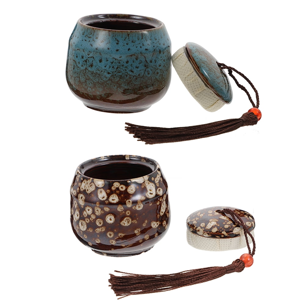 2 Pcs Coffee Airtight Container Airtight Ceramic Canister Candle ...