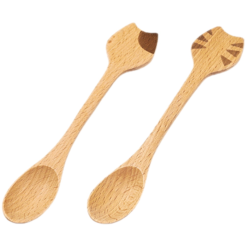 2 Pcs Coffee Cat Spoon Teaspoon Multipurpose Child - Walmart.com