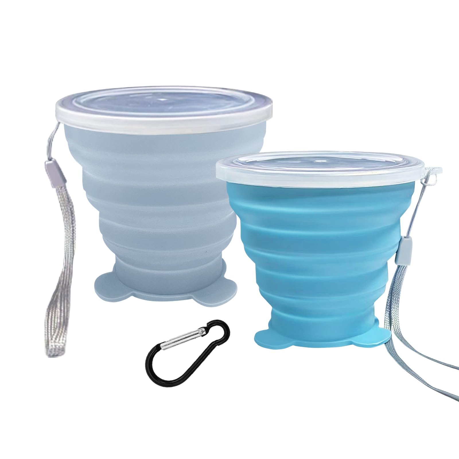 2 Pcs Collapsible Cups with Lids, Expandable Silicone Travel Mug ...