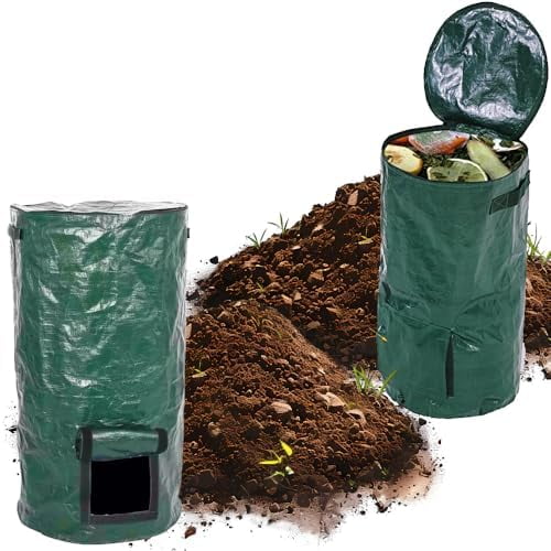 2 Pcs Collapsible Garden Compost Bin, Yard Waste Container Bags ...