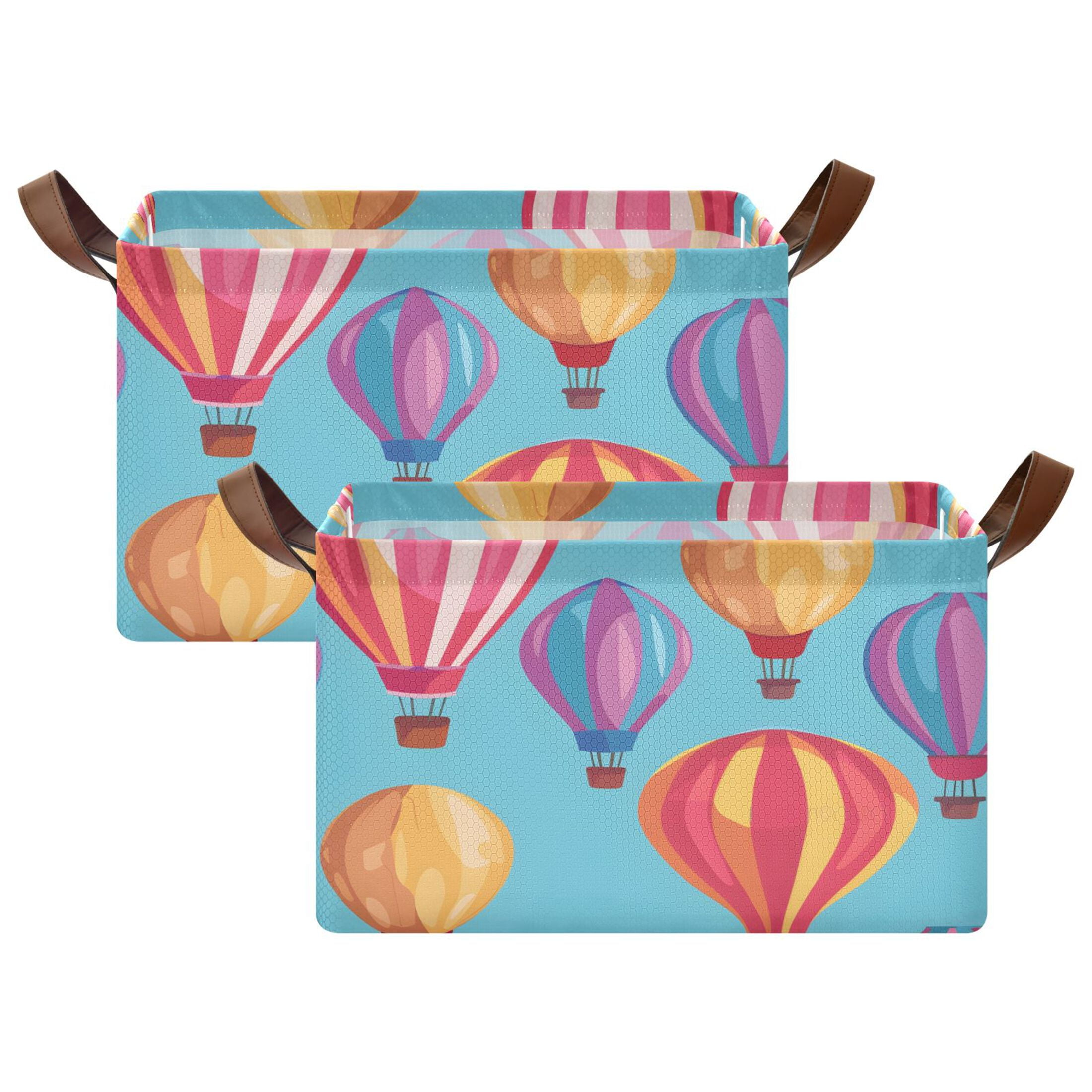 2 Pcs Collapsible Storage Bins Fabric Shelf Baskets with Handles 16.9 ...