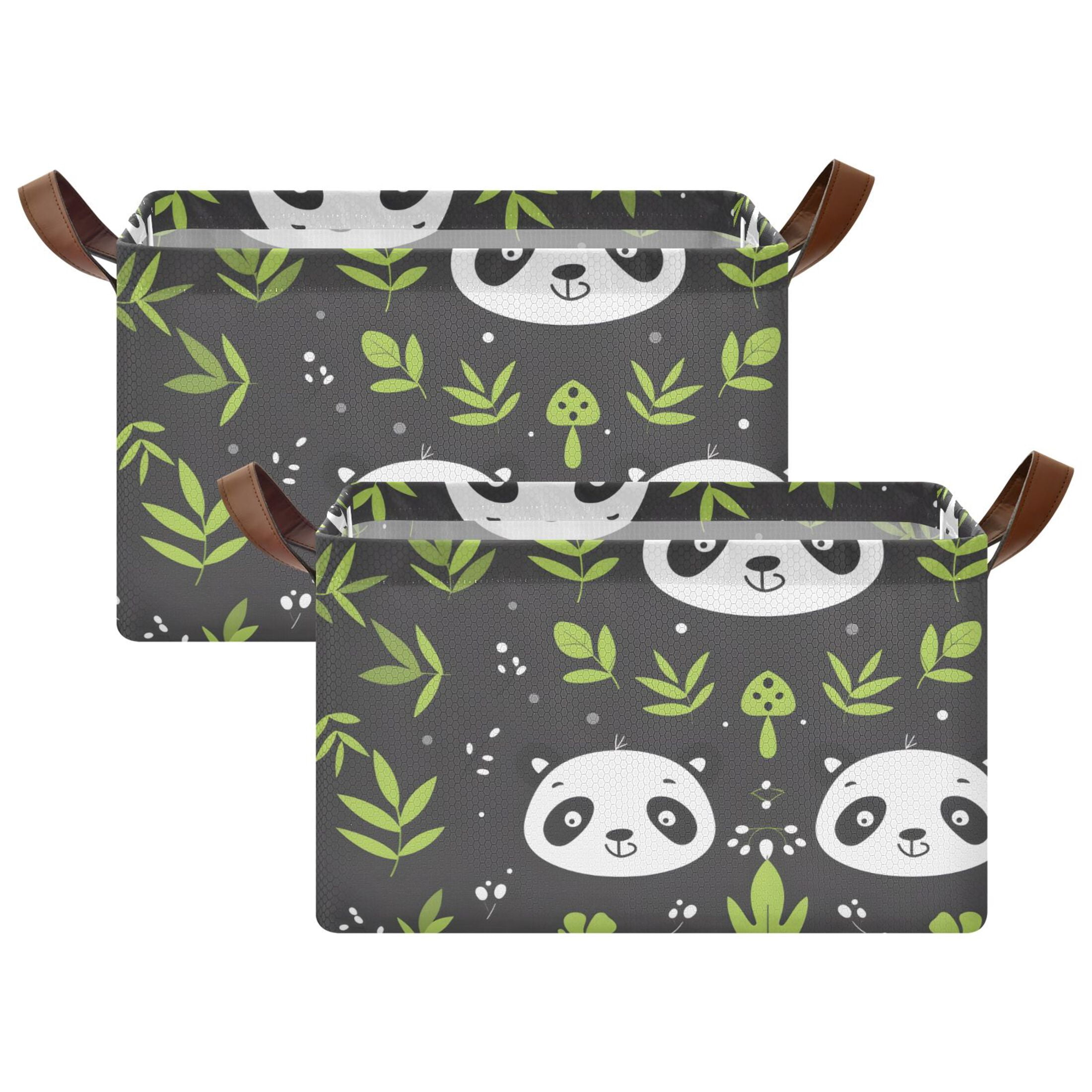 2 Pcs Collapsible Storage Bins Fabric Shelf Baskets with Handles 16.9 ...