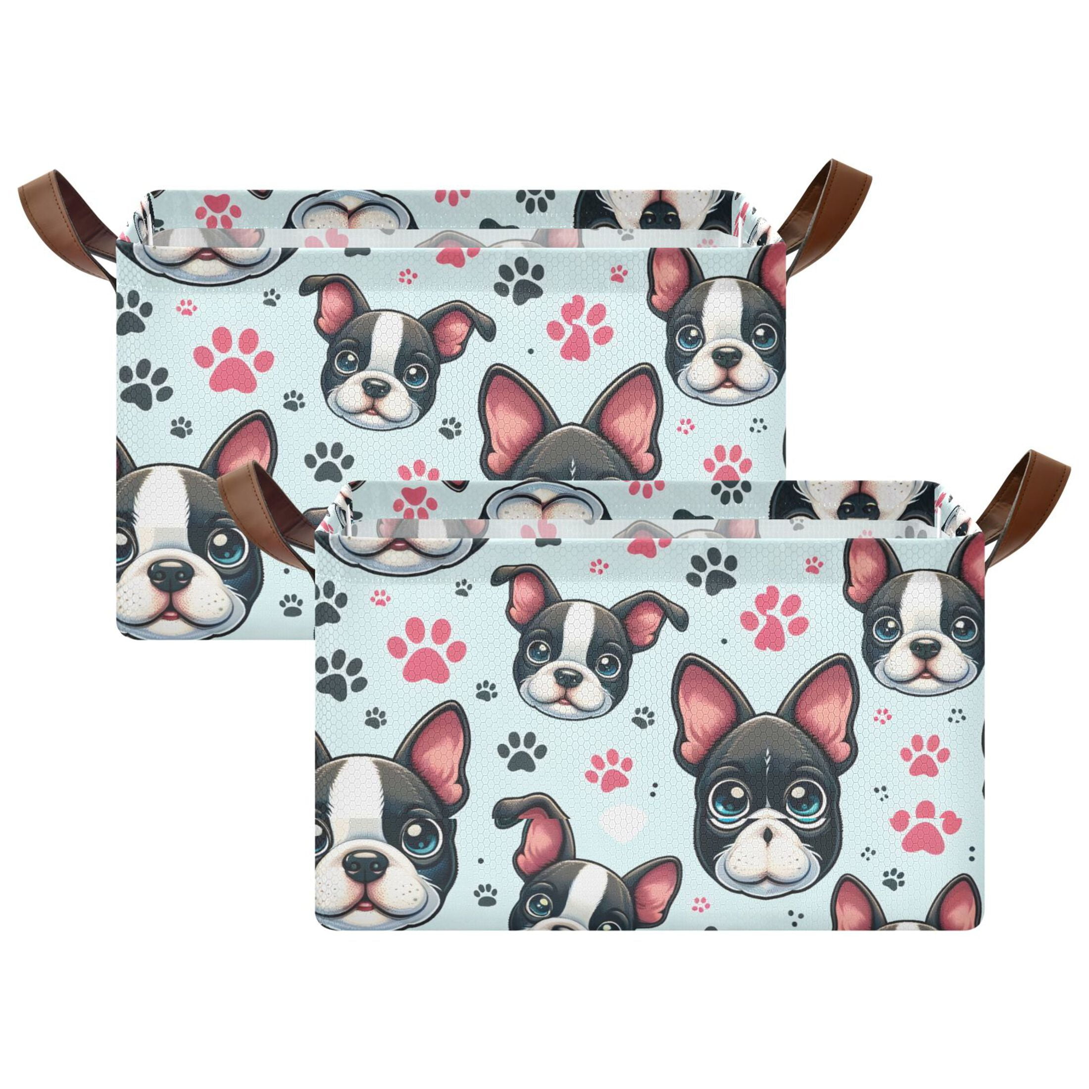 2 Pcs Collapsible Storage Bins Fabric Shelf Baskets with Handles 16.9 ...