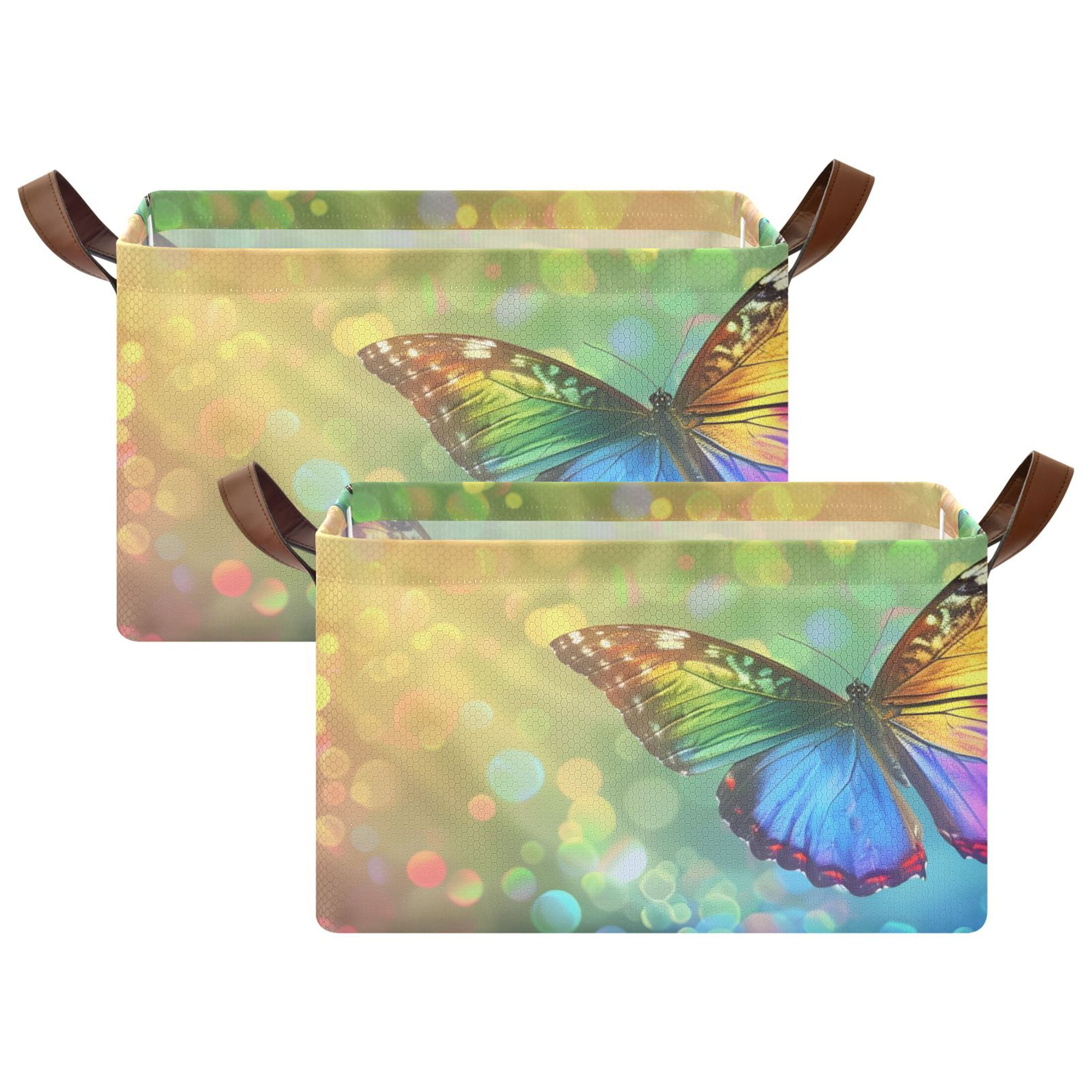 2 Pcs Collapsible Storage Bins Fabric Shelf Baskets with Handles 16.9 ...