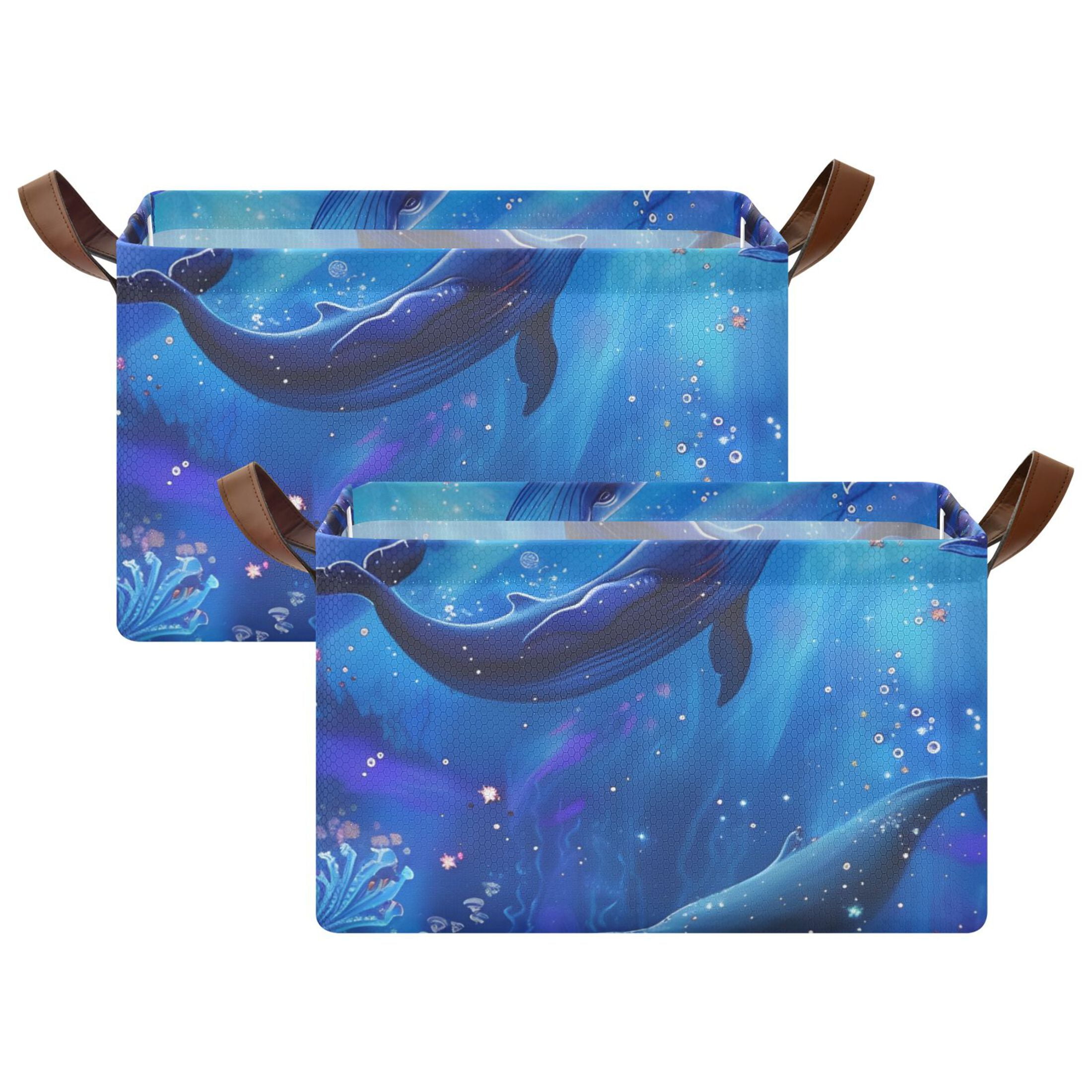 2 Pcs Collapsible Storage Bins Fabric Shelf Baskets with Handles 16.9 ...