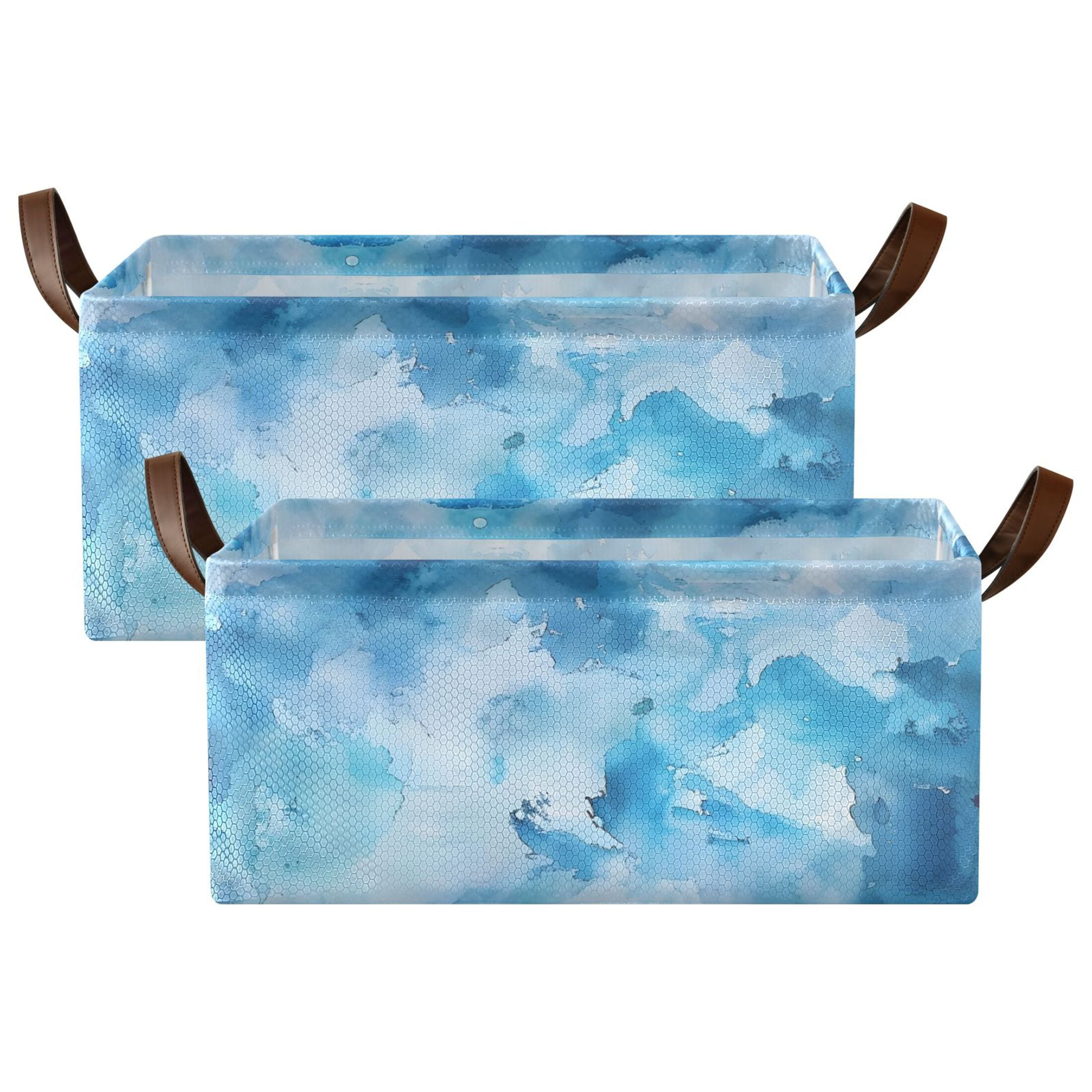 2 Pcs Collapsible Storage Bins Fabric Shelf Baskets with Handles 16.9 ...