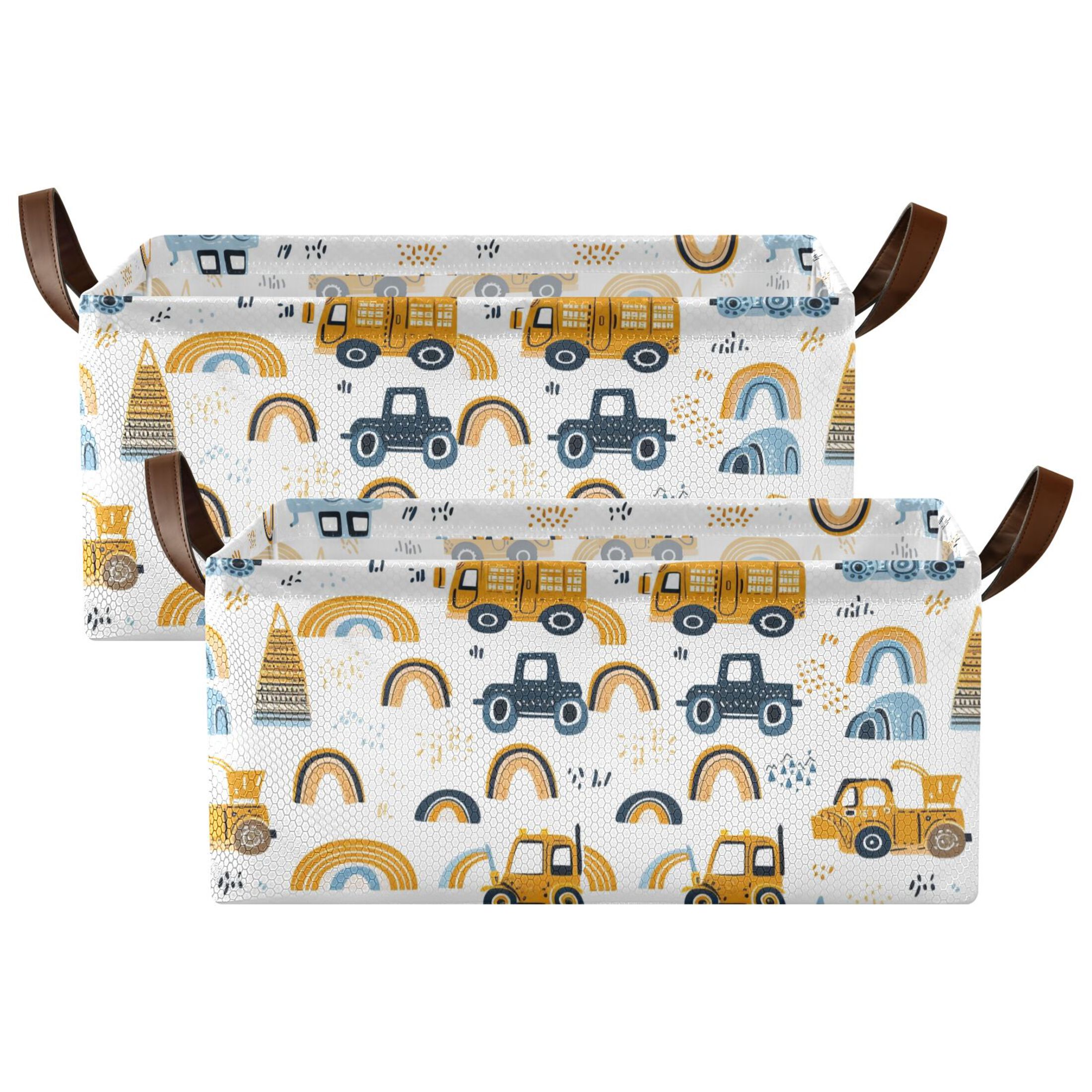 2 Pcs Collapsible Storage Bins Fabric Shelf Baskets with Handles 16.9 ...