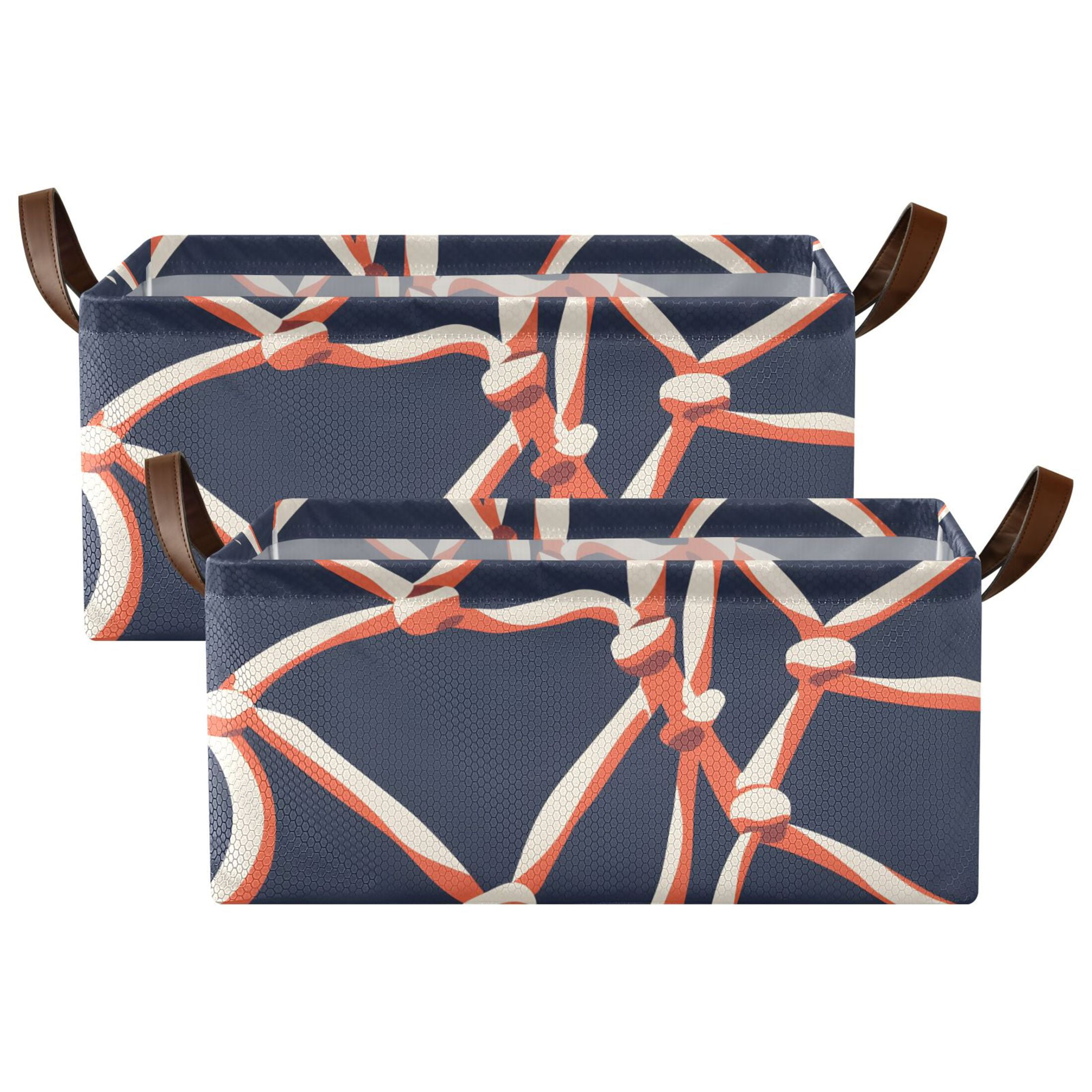 2 Pcs Collapsible Storage Bins Fabric Shelf Baskets with Handles 16.9 ...