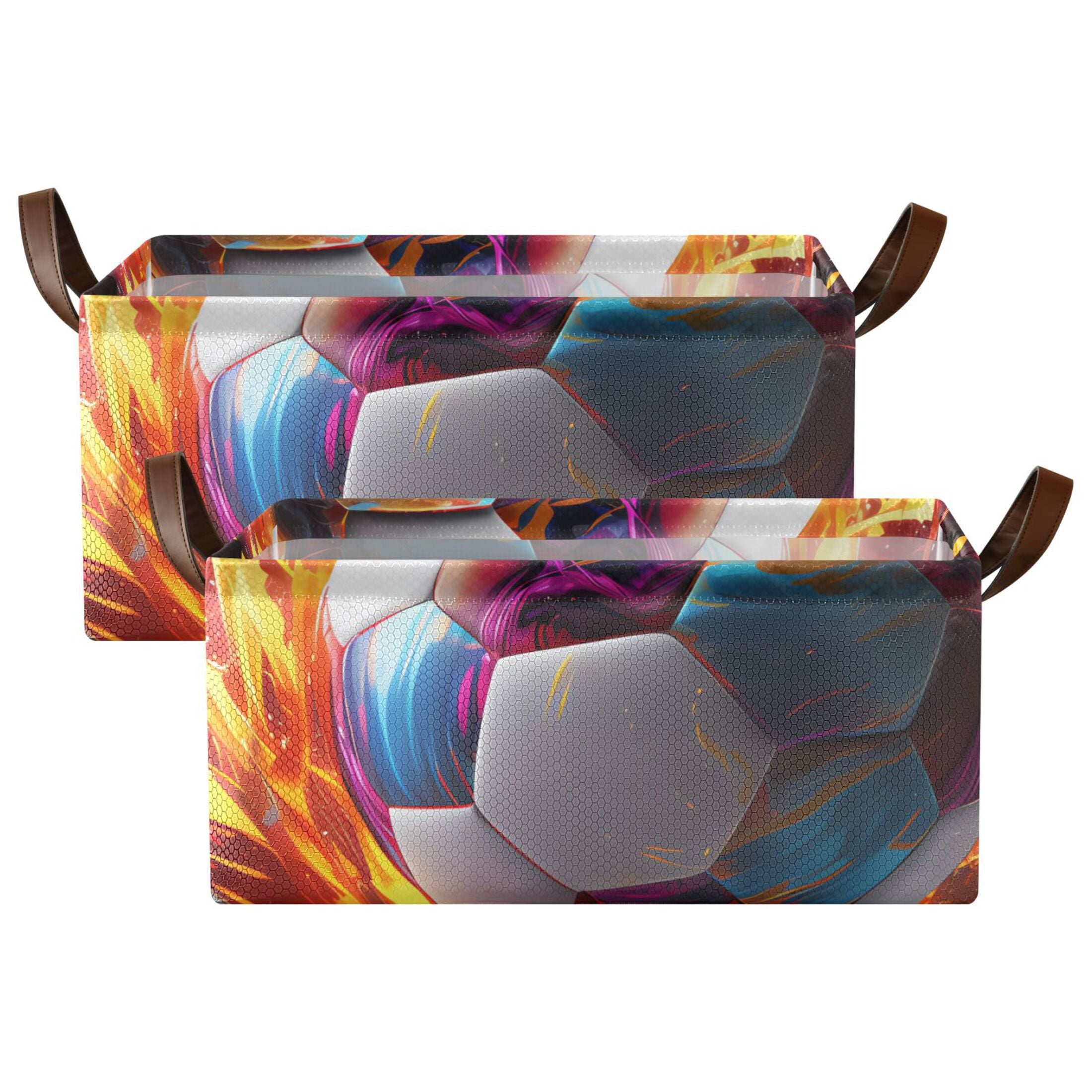 2 Pcs Collapsible Storage Bins Fabric Shelf Baskets with Handles 16.9 ...