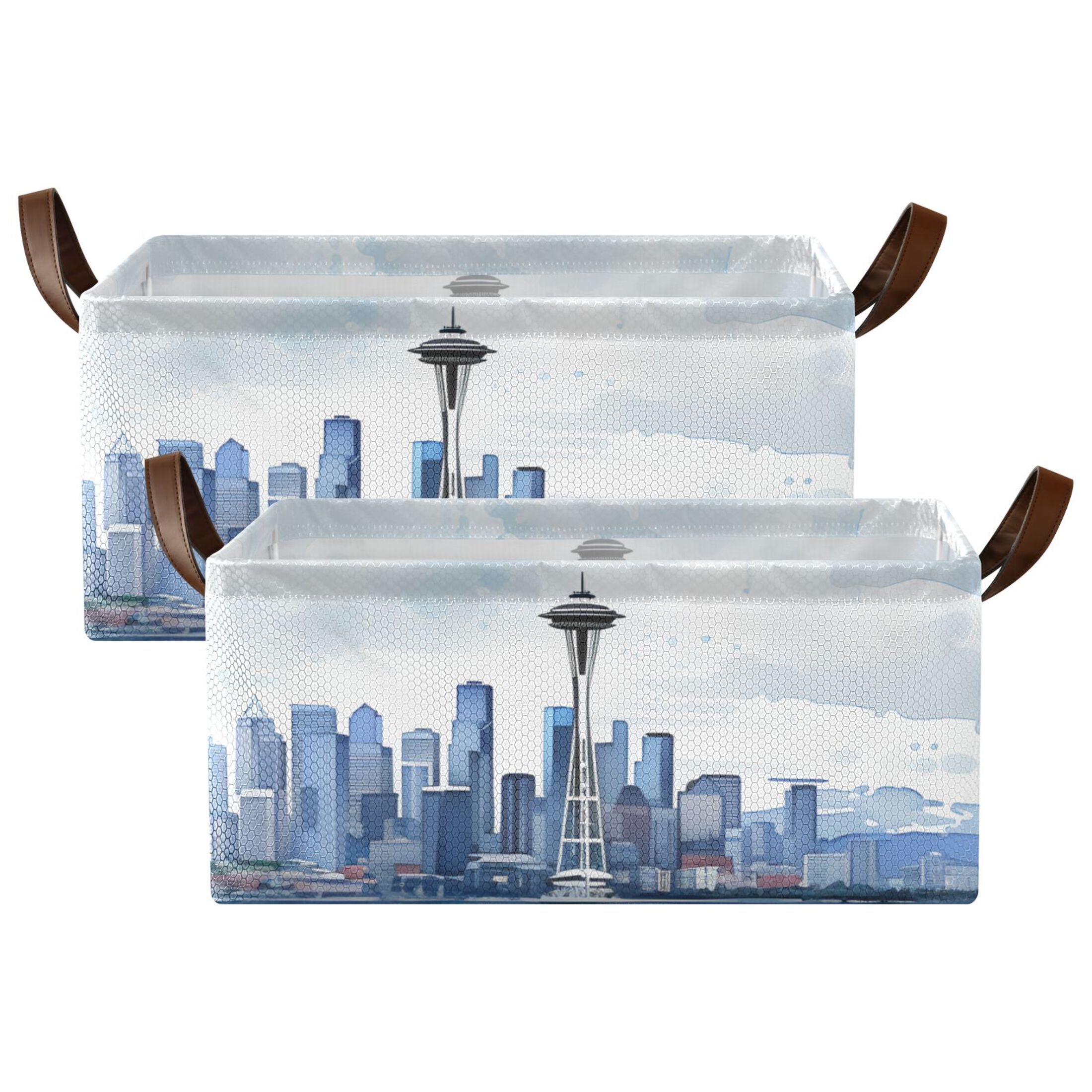 2 Pcs Collapsible Storage Bins Fabric Shelf Baskets with Handles 16.9 ...