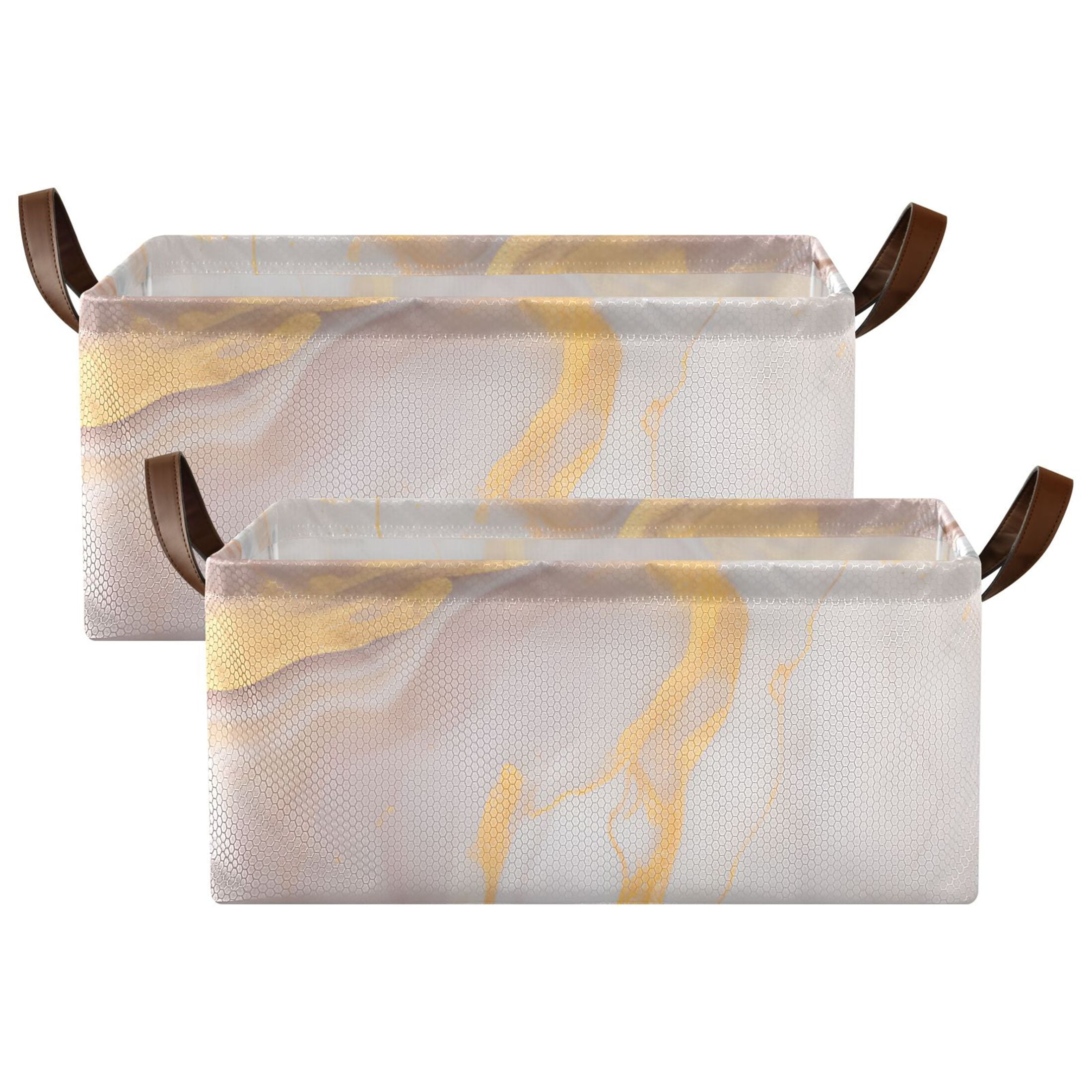 2 Pcs Collapsible Storage Bins Fabric Shelf Baskets with Handles 16.9 ...