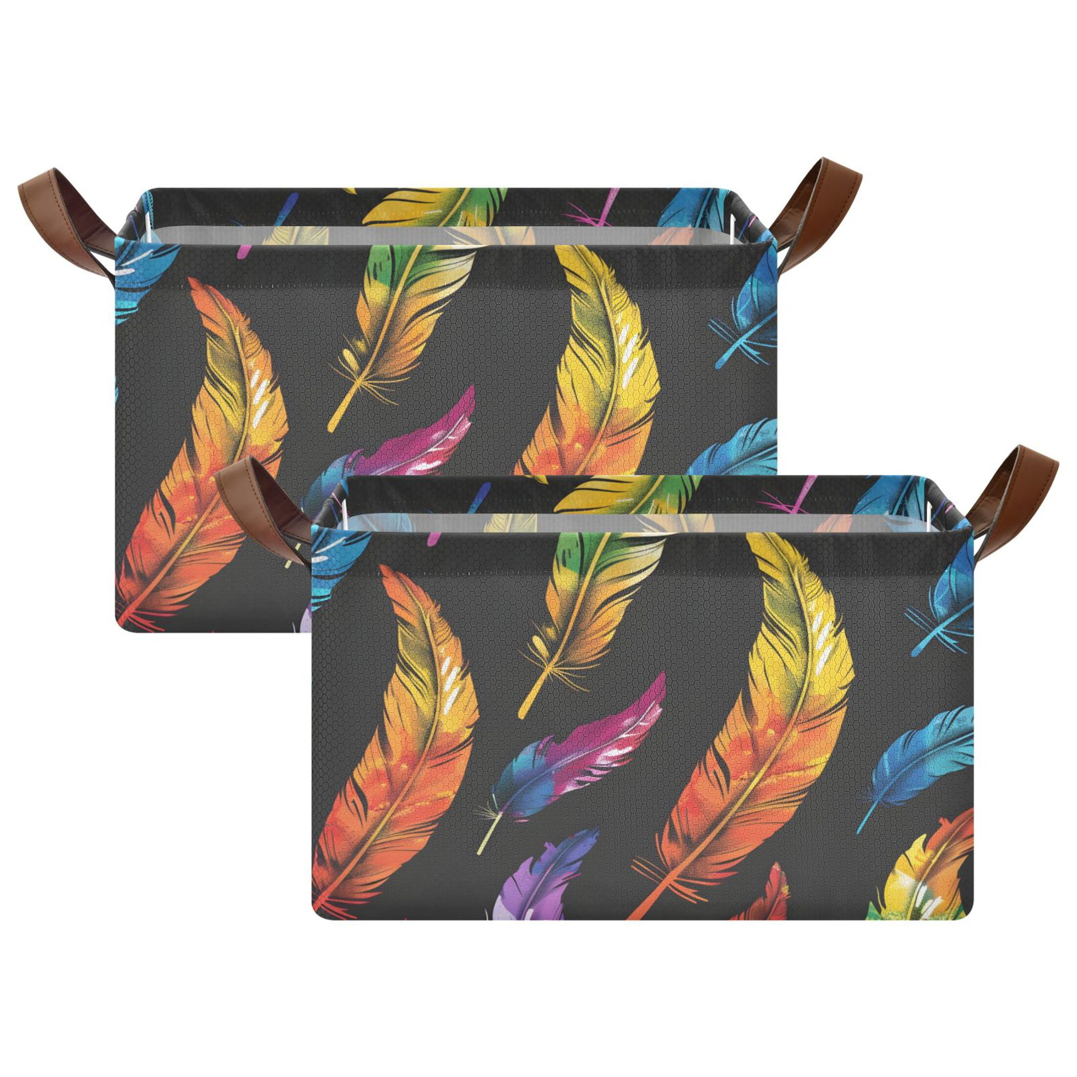 2 Pcs Collapsible Storage Bins Fabric Shelf Baskets with Handles Closet ...