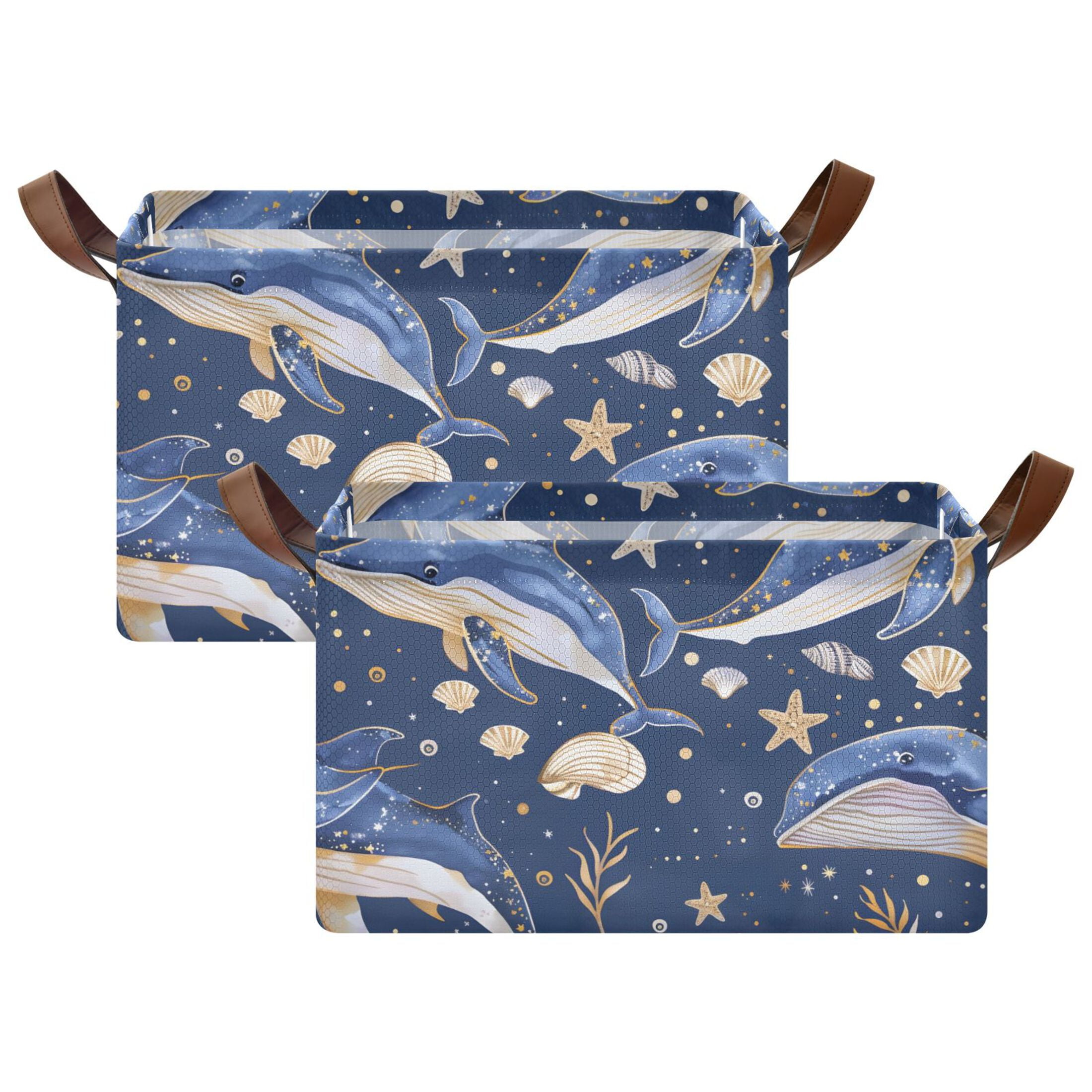 2 Pcs Collapsible Storage Bins Fabric Shelf Baskets with Handles Closet ...