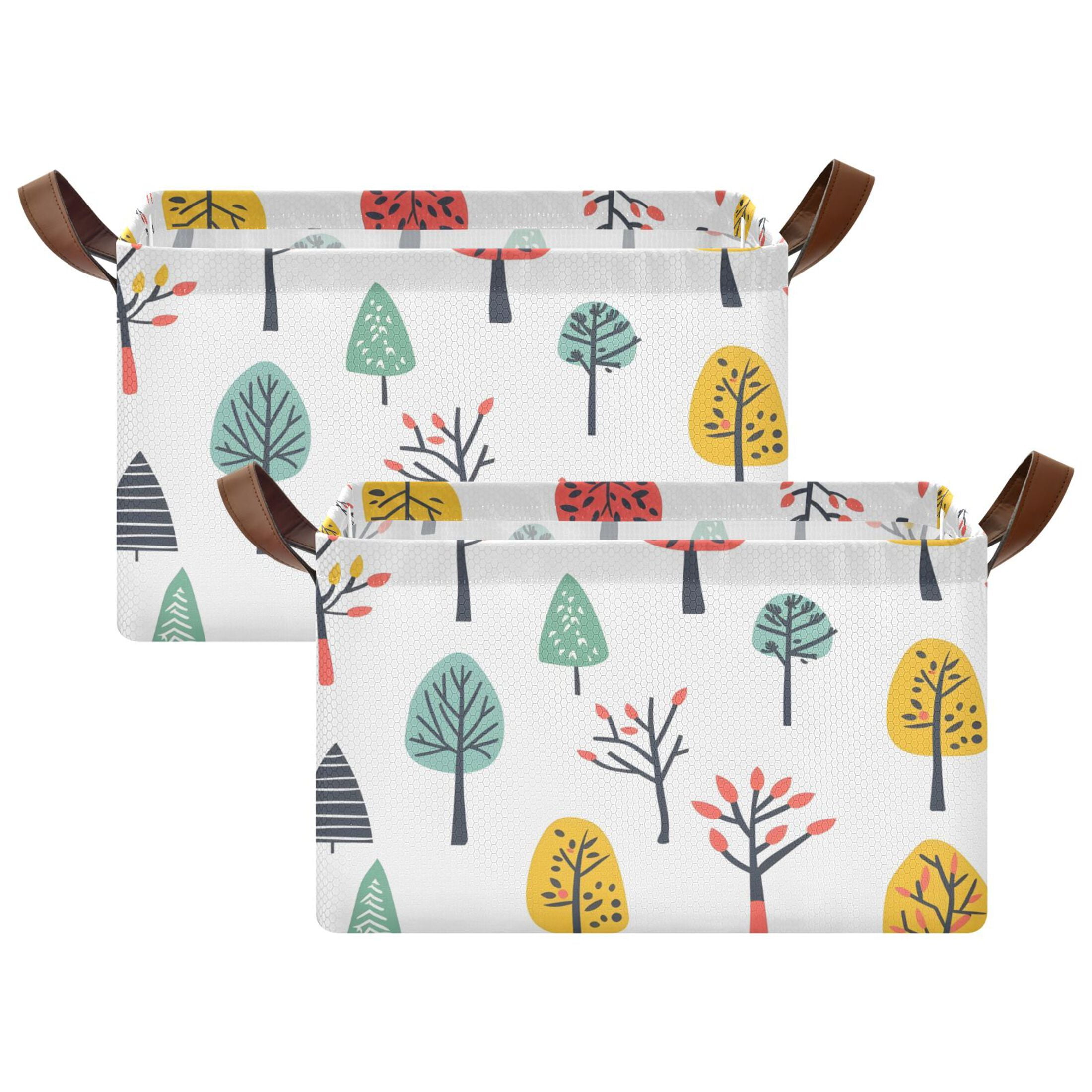 2 Pcs Collapsible Storage Bins Fabric Shelf Baskets with Handles Closet ...