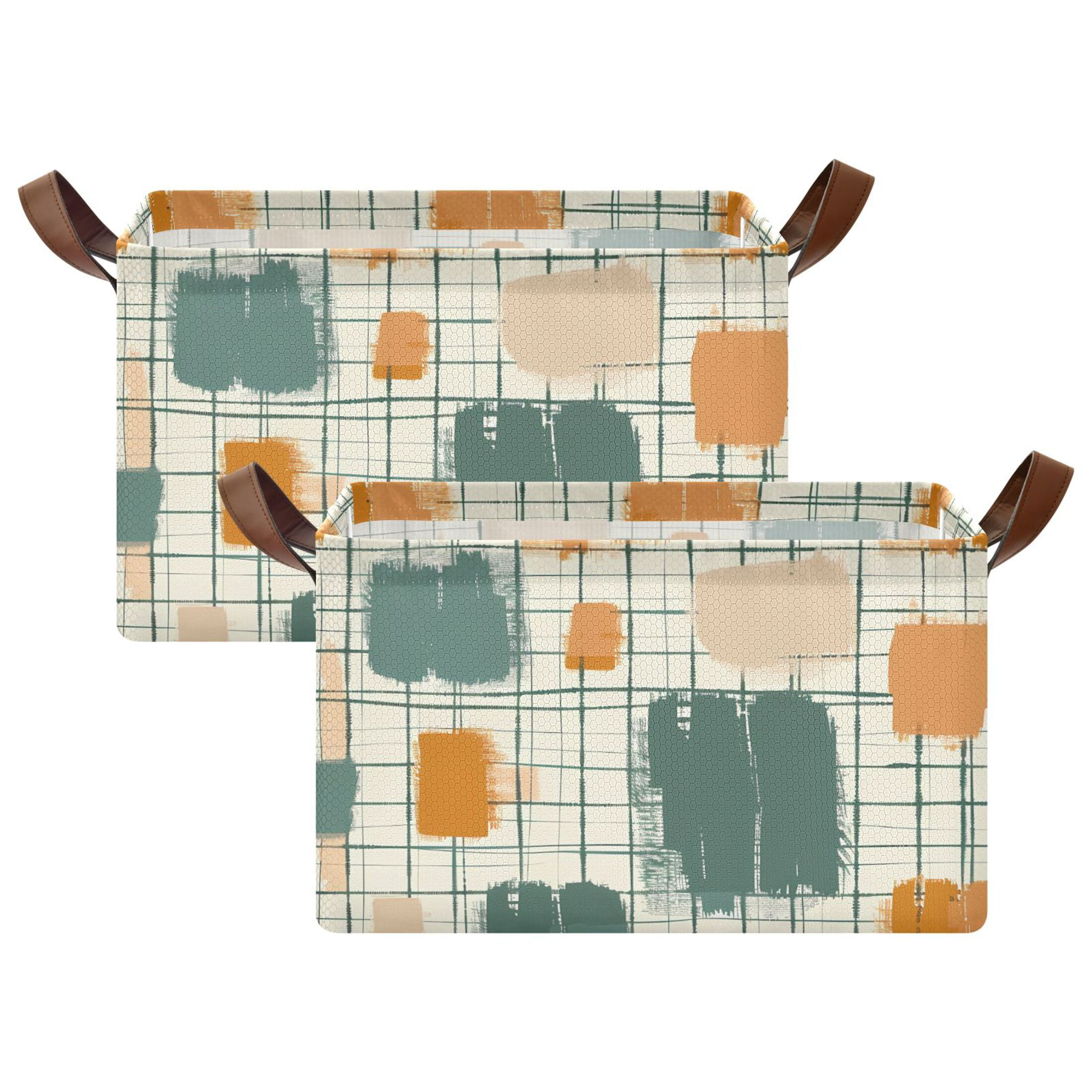 2 Pcs Collapsible Storage Bins Fabric Shelf Baskets with Handles Closet ...