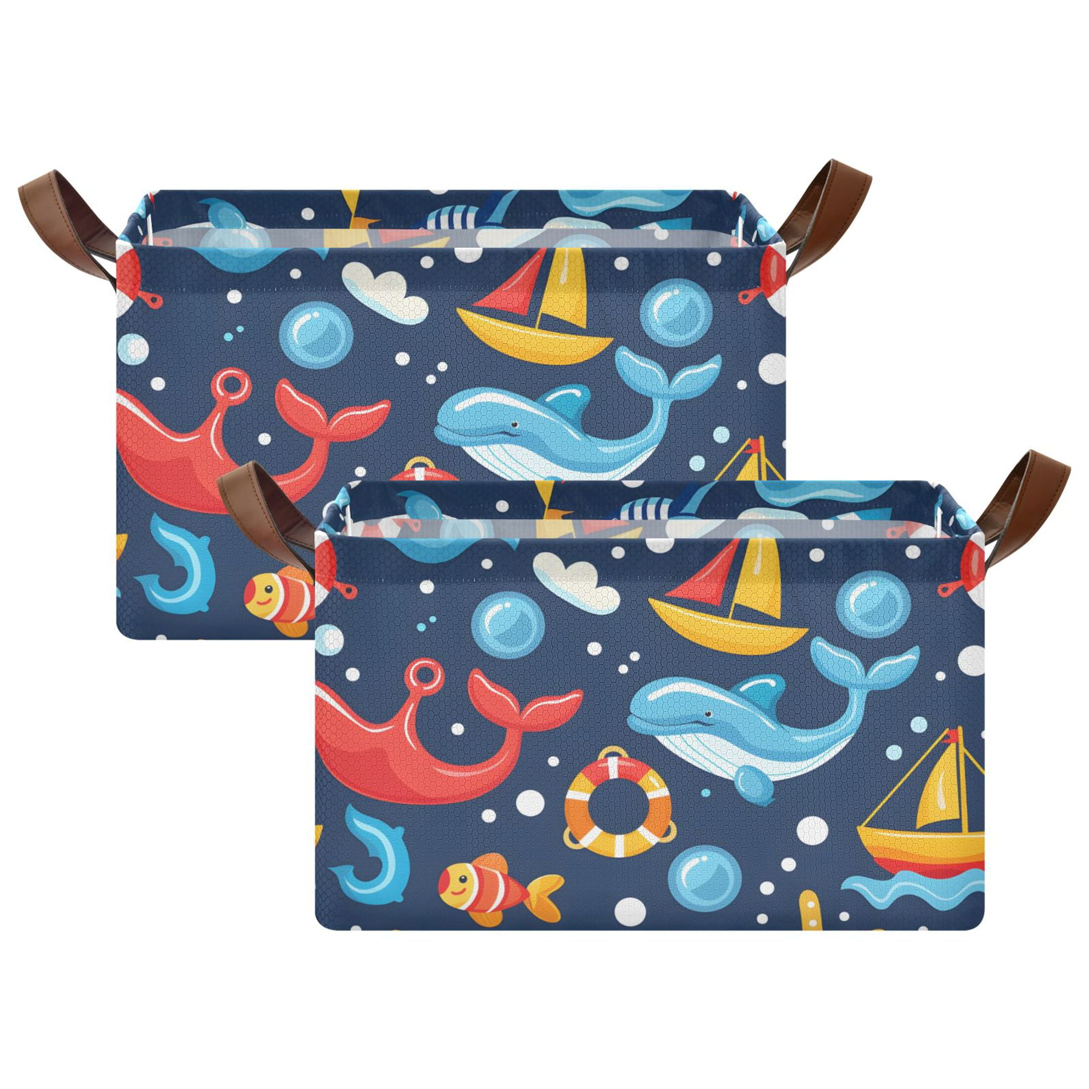 2 Pcs Collapsible Storage Bins Fabric Shelf Baskets with Handles Closet ...