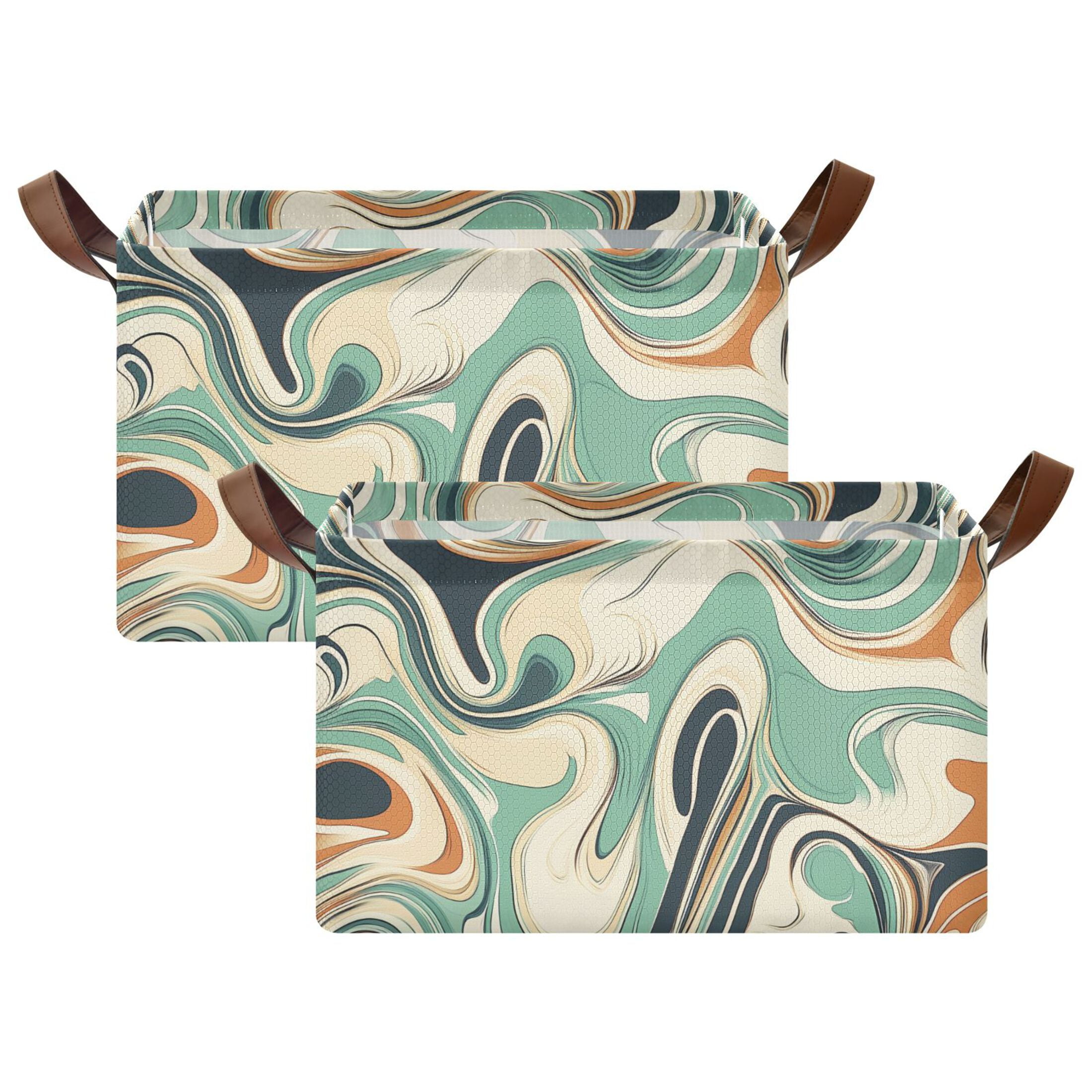 2 Pcs Collapsible Storage Bins Fabric Shelf Baskets with Handles Closet ...