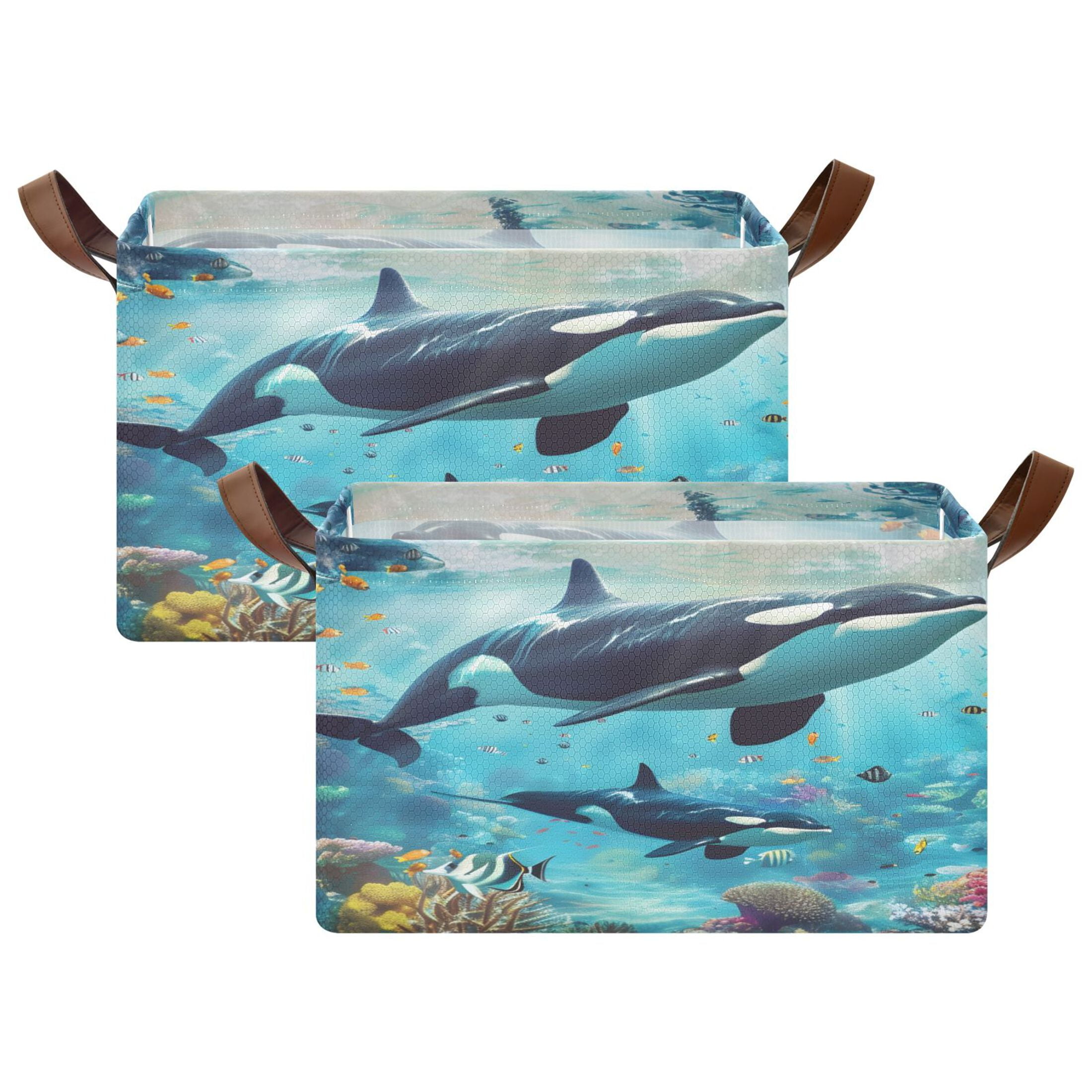 2 Pcs Collapsible Storage Bins Fabric Shelf Baskets with Handles Closet ...