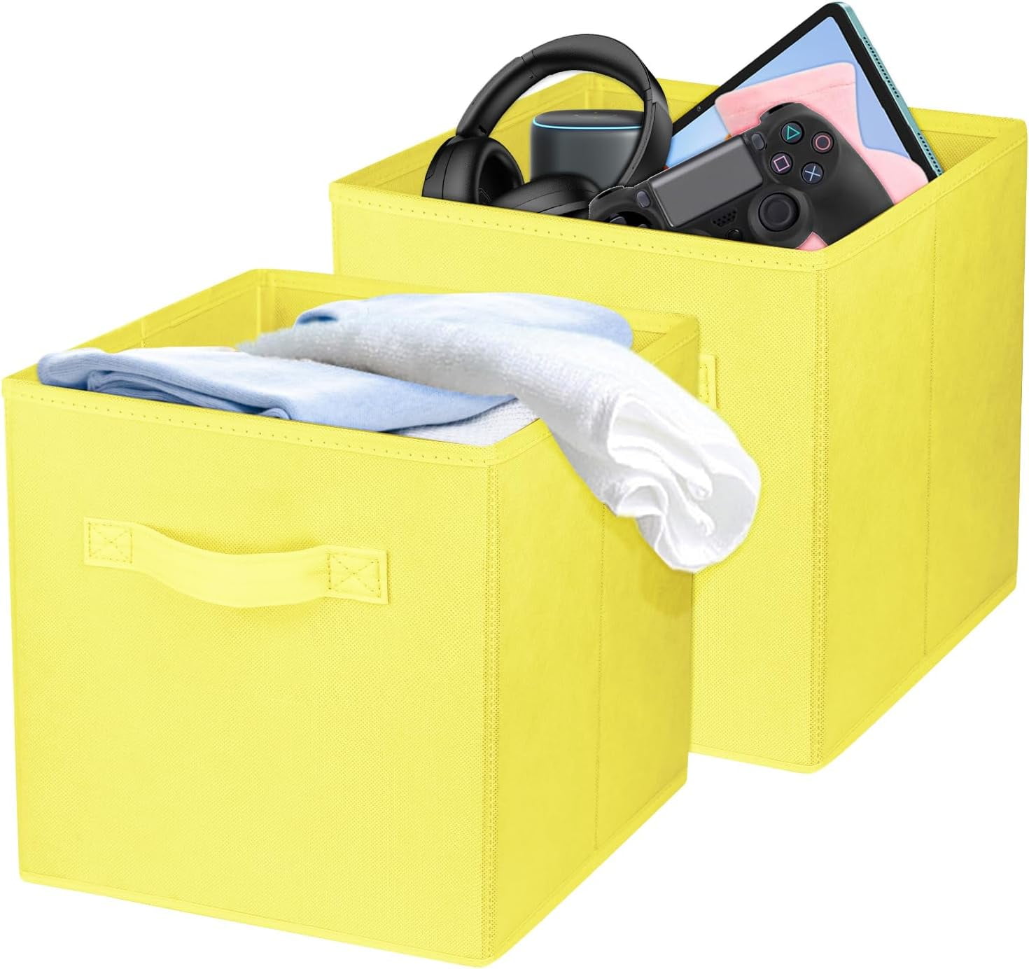 2 Pcs Collapsible Storage Cubes, 10.5 Inch Foldable Fabric Storage Bins ...