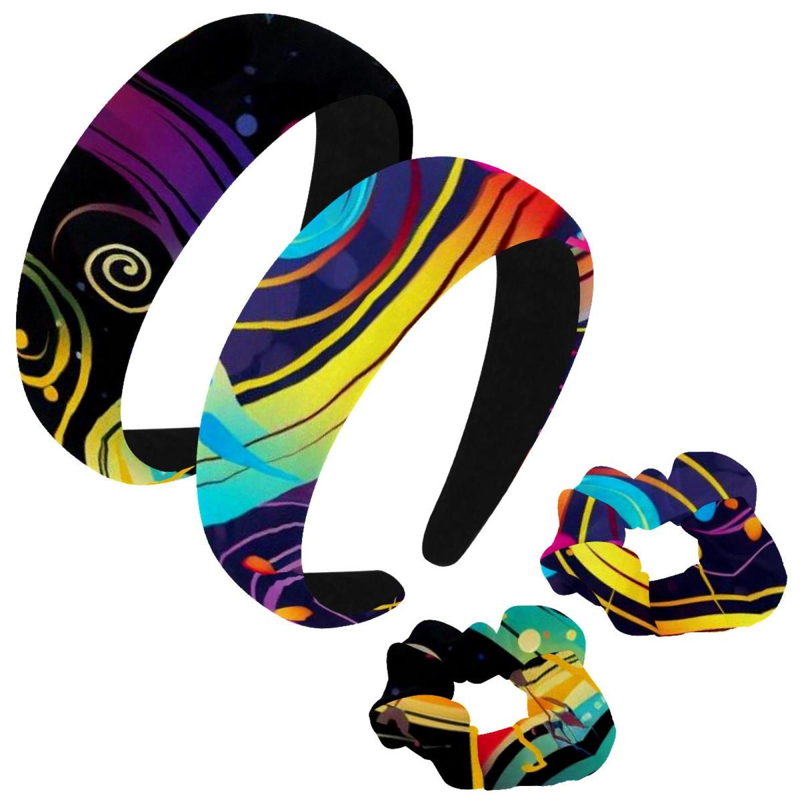 2 Pcs Colored Notes Headbands and Scrunchie for Women, Polyester Wide ...