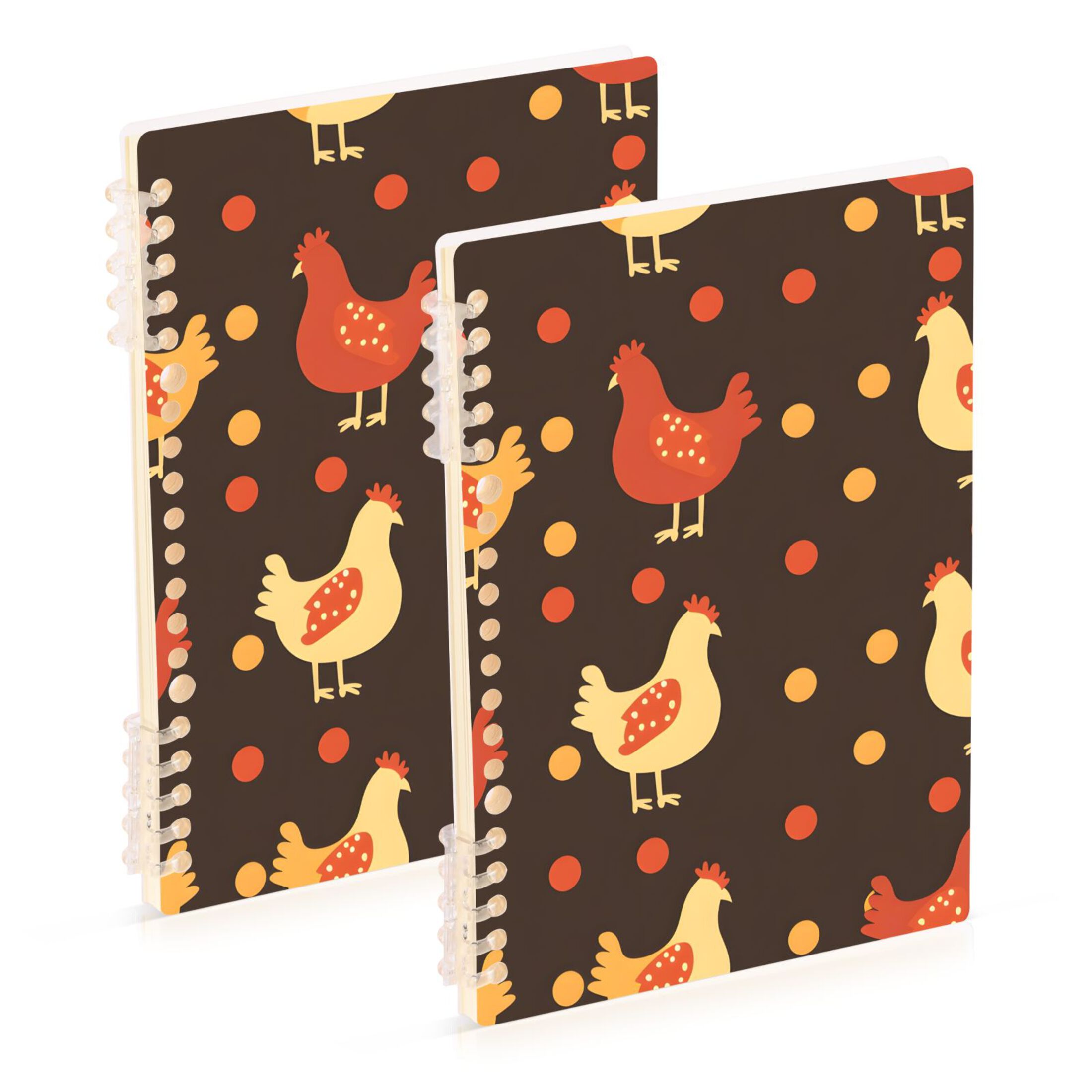 2 Pcs Colorful Chicken Silhouette Spiral Notebooks 60 Sheets 120 Pages ...