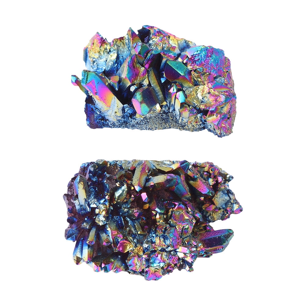 2 Pcs Colorful Crystal Clusters Natural Stones Ornament Light House ...