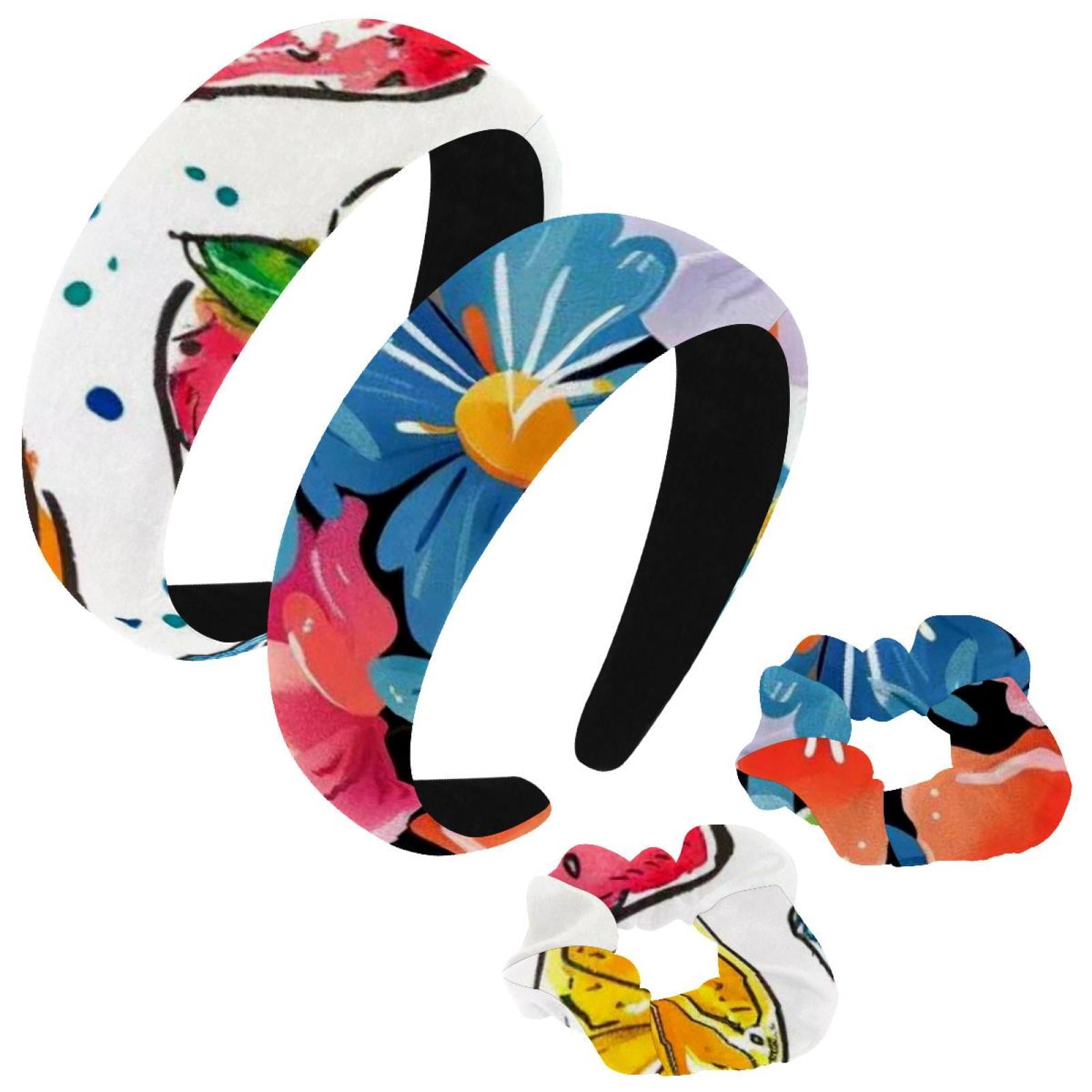 2 Pcs Colorful Wedding Bouquet Pattern Headbands and Scrunchie for ...