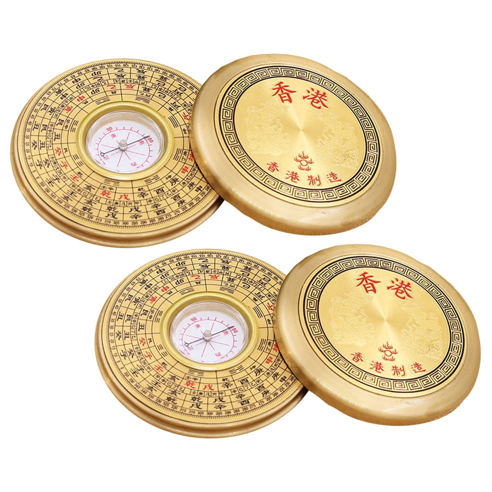 2 Pcs Compass Portable Chinese Vintage Decor The Gift Style Divination ...