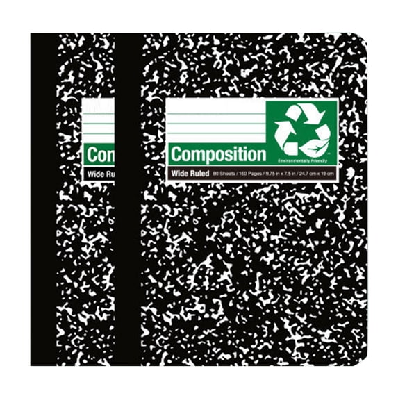2 Pcs Composition Notebook Wide Ruled, 200 Pages (100 Sheets),Back to ...