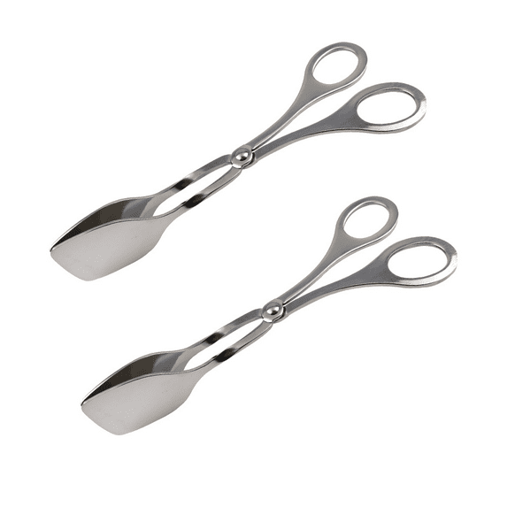 2 Pcs Cooking Tongs Scissors Stainless Steel Bread Tongs Food Serving ...