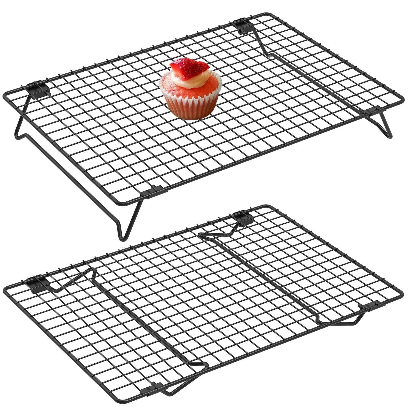 FVKRNYZ 2 Pcs Cooling Rack with Collapsible Legs Carbon Steel Baking ...