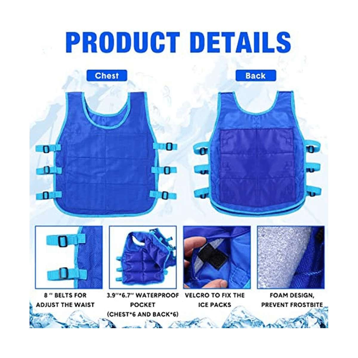 2 Pcs Cooling Vest With 48 Pcs Ice Pack Adjustable Ice Vest for Men ...