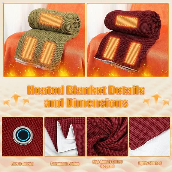2 Pcs Cordless Heated Shawl USB Heated Blanket Portable Electric ...