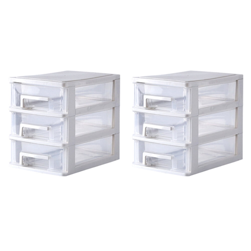 2 Pcs Cosmetics Storage Holder Chest of Drawers Tote Organizer Office ...