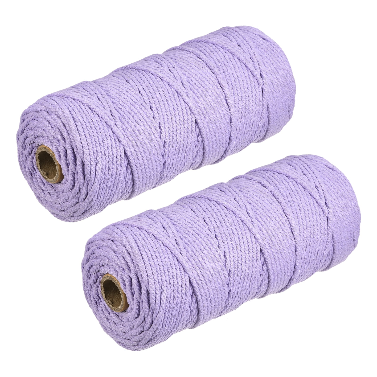 2 Pcs Cotton Rope 4 Strand Twisted Braided Rope Cord, Light Purple 100m ...