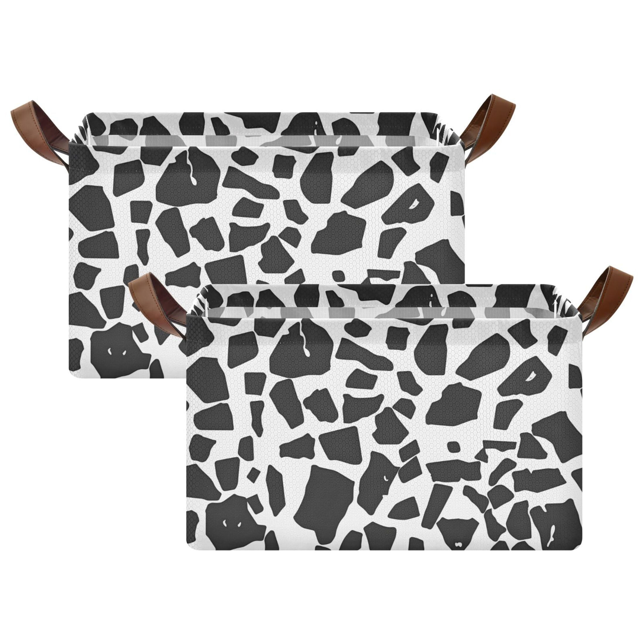 2 Pcs Cow Print Collapsible Storage Bins Fabric Shelf Baskets with ...