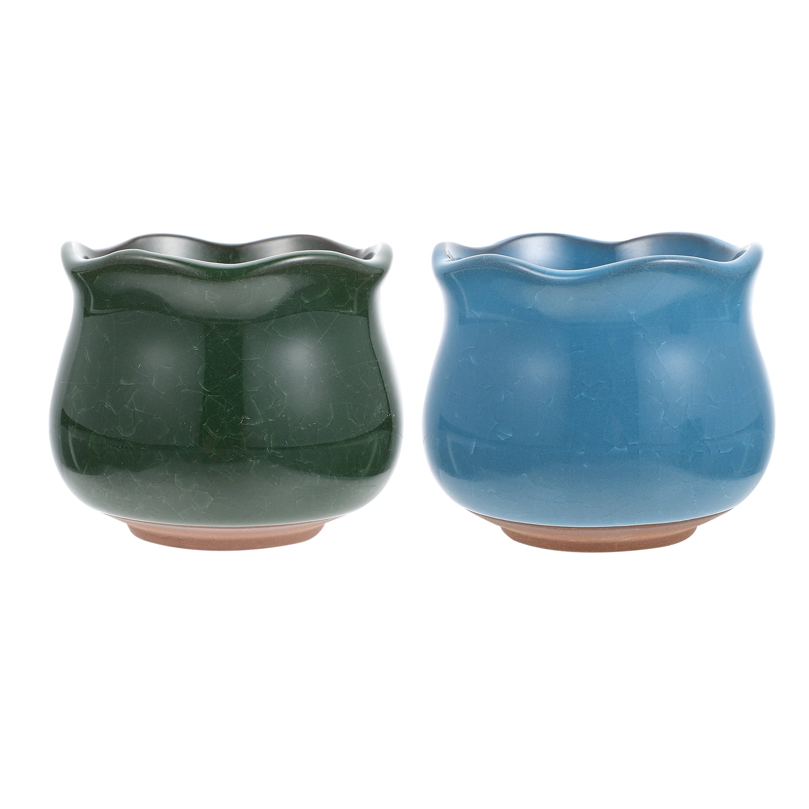2 Pcs Cracked Ice Ceramic Flower Pot Plant Flowerpot Decor Violets ...