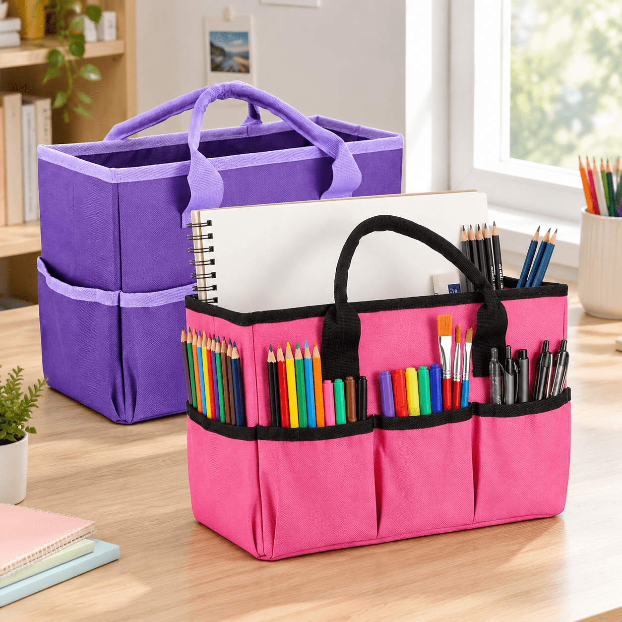 2 Pcs Craft Organizer Art Bag, Tote Bag for Art Supply Storage ...