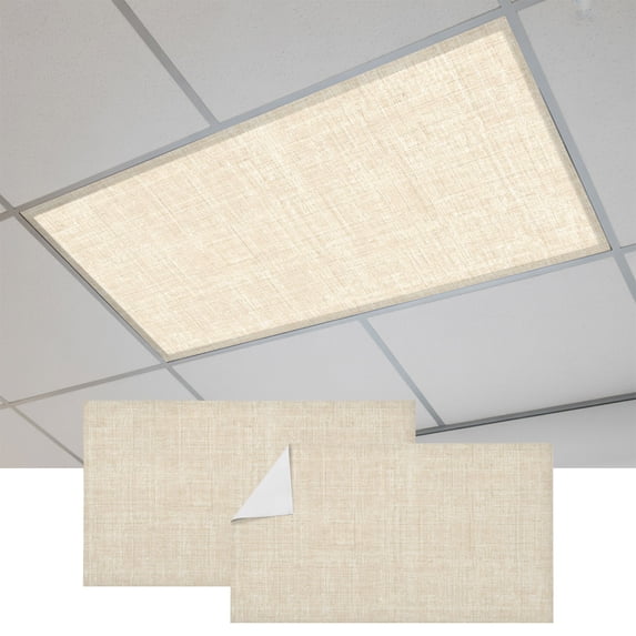 2 Pcs Cream Fluorescent Light Covers Abstract Modern Farmhouse Solid ...