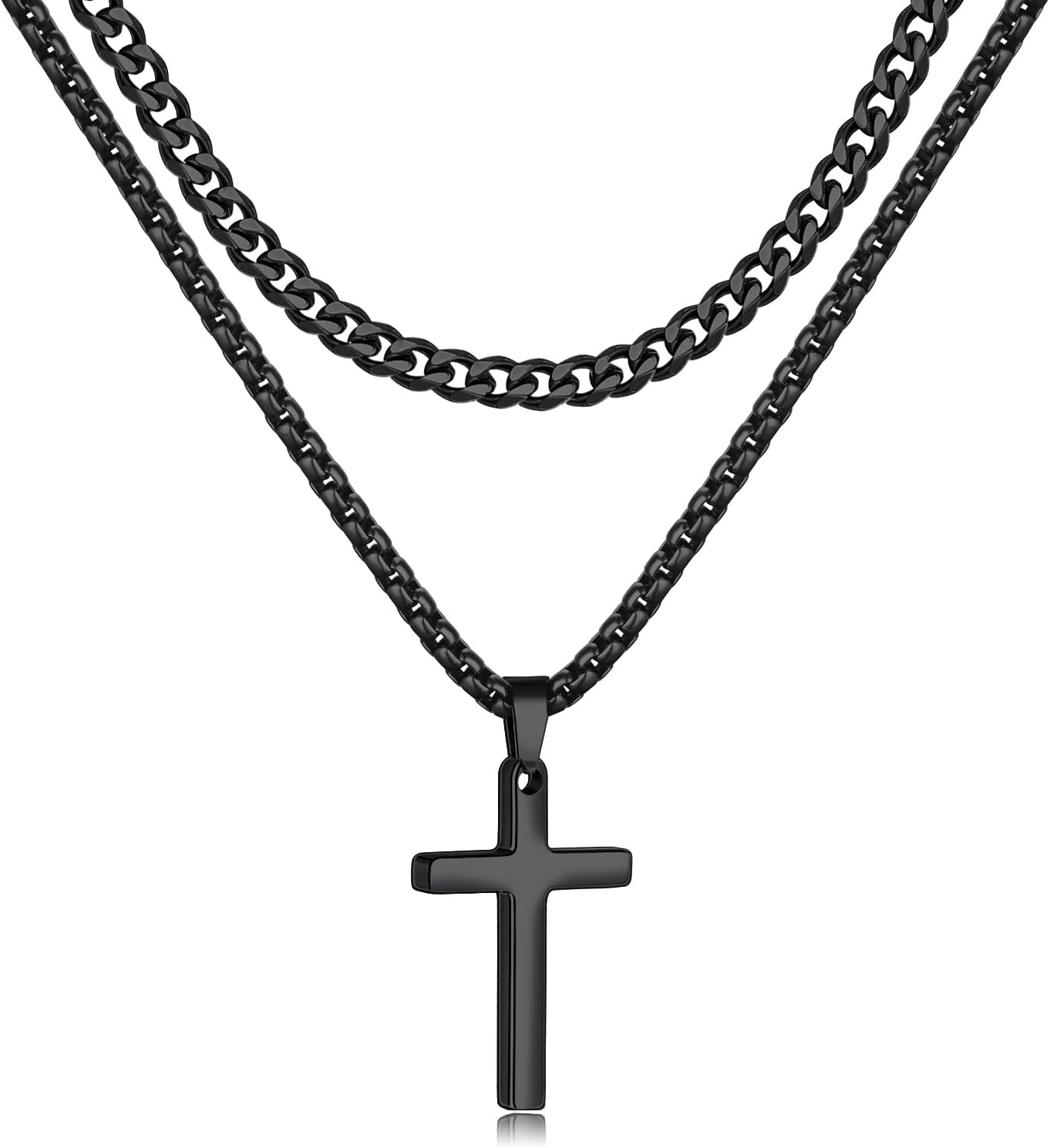 2 Pcs Cross Chain Necklace for Men and Women, Silver/14K Gold Plated ...