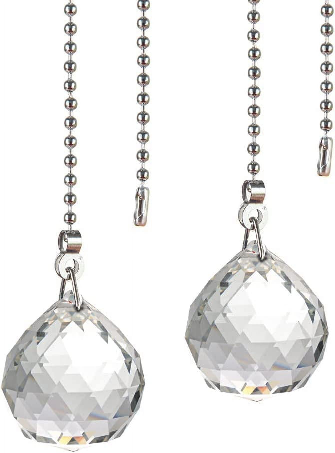 2 Pcs Crystal Ball Light Pull Cord Clear Pull Chain Extension Ceiling ...