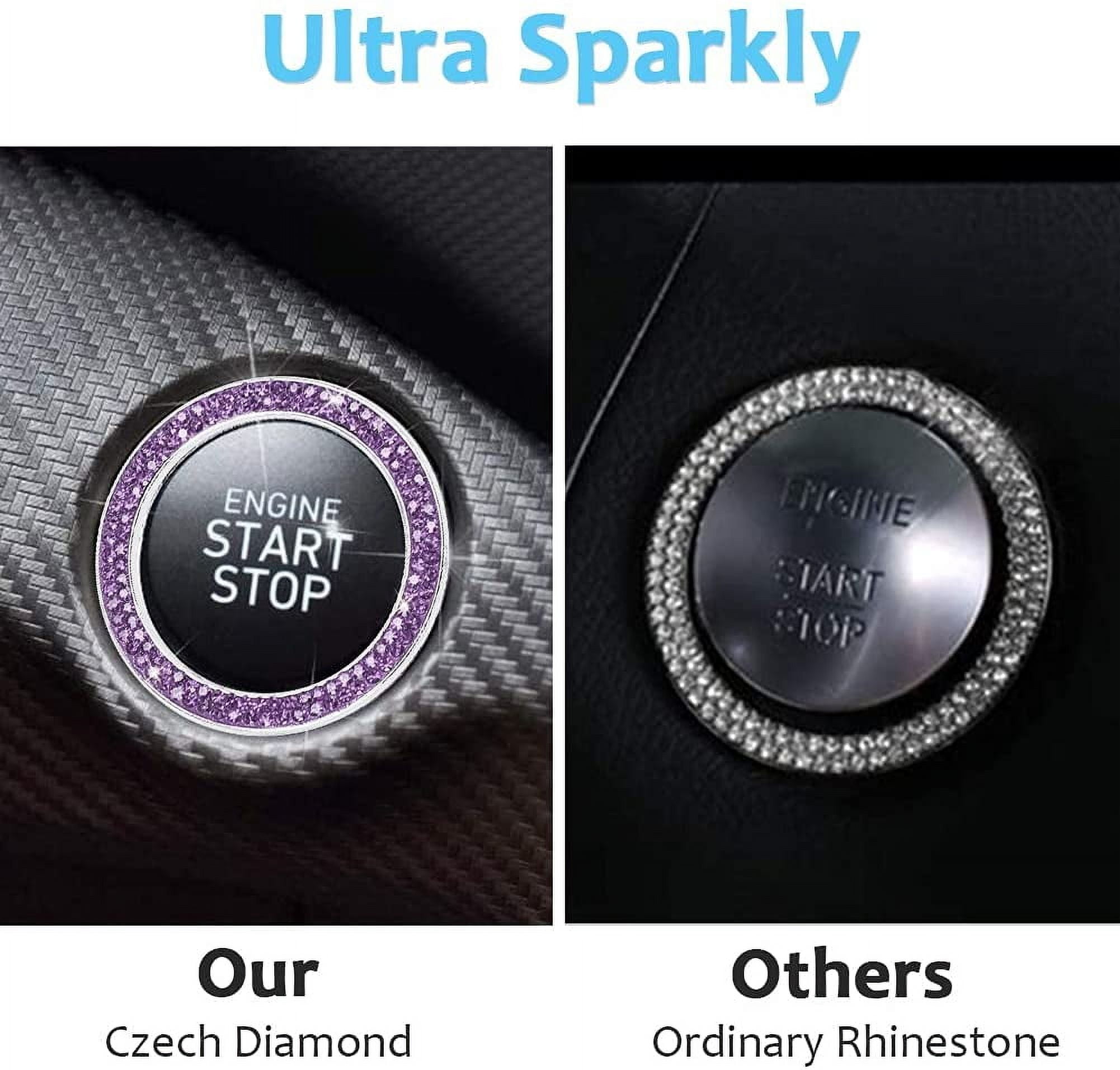 2 Pcs Crystal Combinatorial Rhinestone Car Engine Start Decoration Ring ...