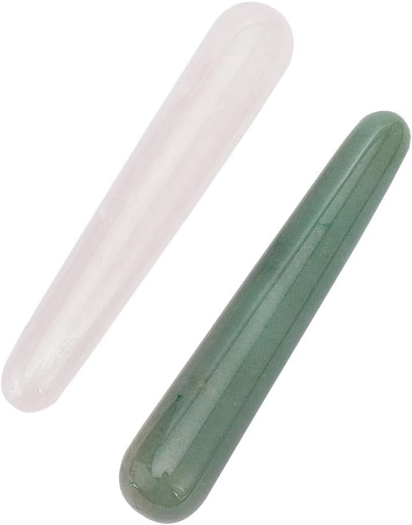 2 Pcs Crystal Massage Wands Natural Rose Quartz/Green Aventurine Wands ...