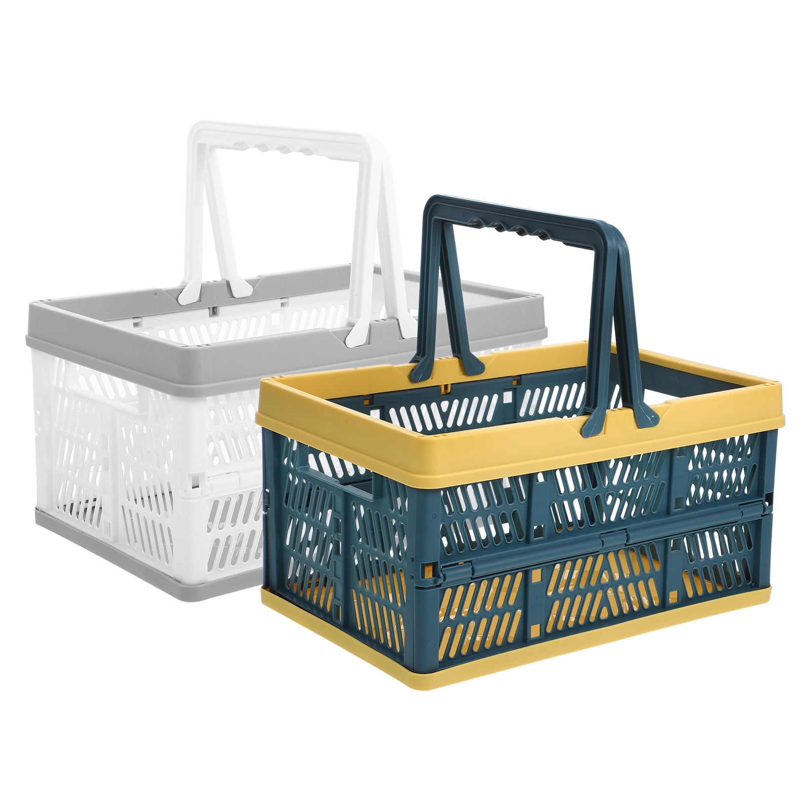 Collapsible Storage Bins Plastic Crate with Handles for Spaces Assorted ...