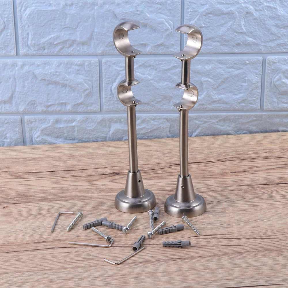 2 Pcs Curtain Rod Bracket Drapery Holders For Wall Pole Recess Iron ...