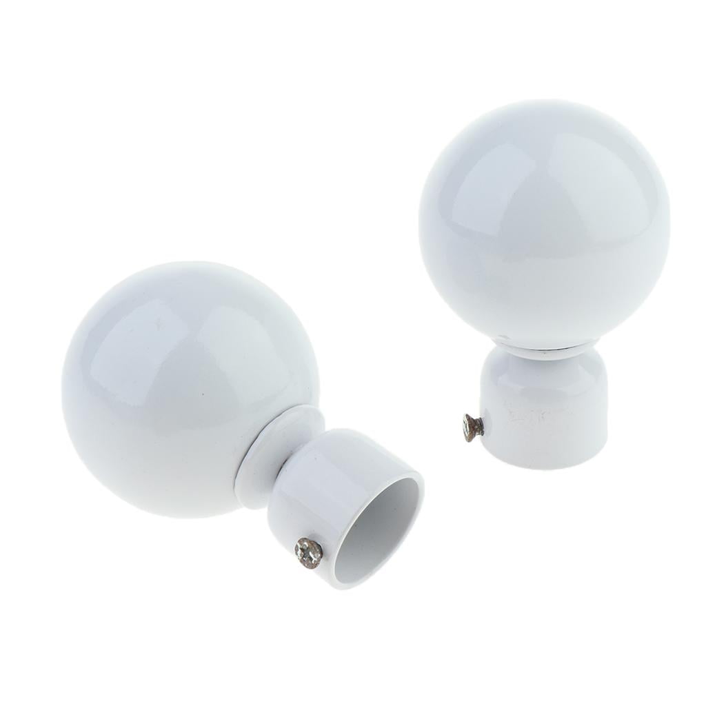 2 Pcs Curtain Rod Round Finials,White or Black,28mm Diameter Rod End ...