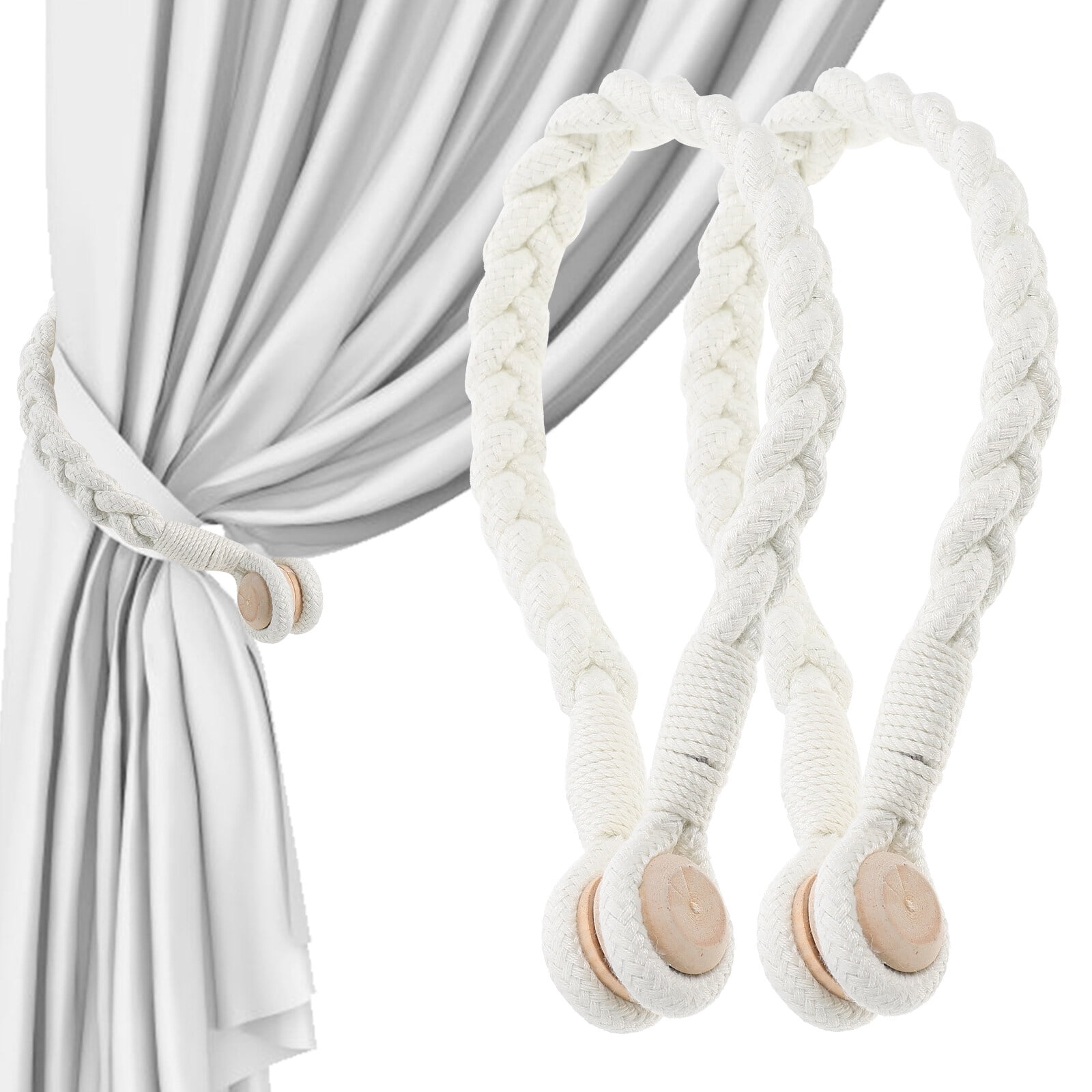 2 Pcs Curtain Tie Magnetic Back Decorative Rope Holdback Window Trim ...