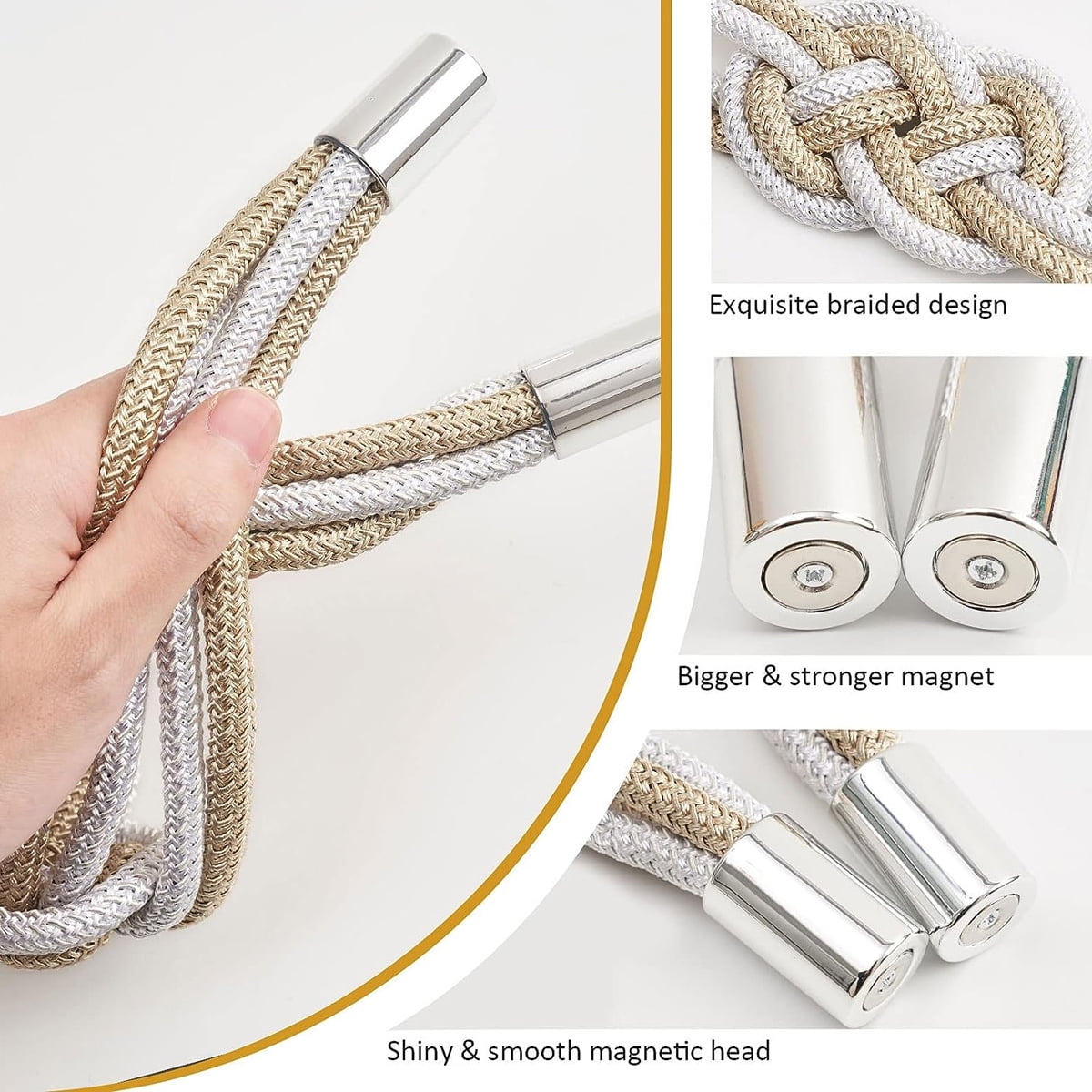 2 Pcs Curtain Tiebacks Nordic Simple Style Strong Magnetic Drape ...