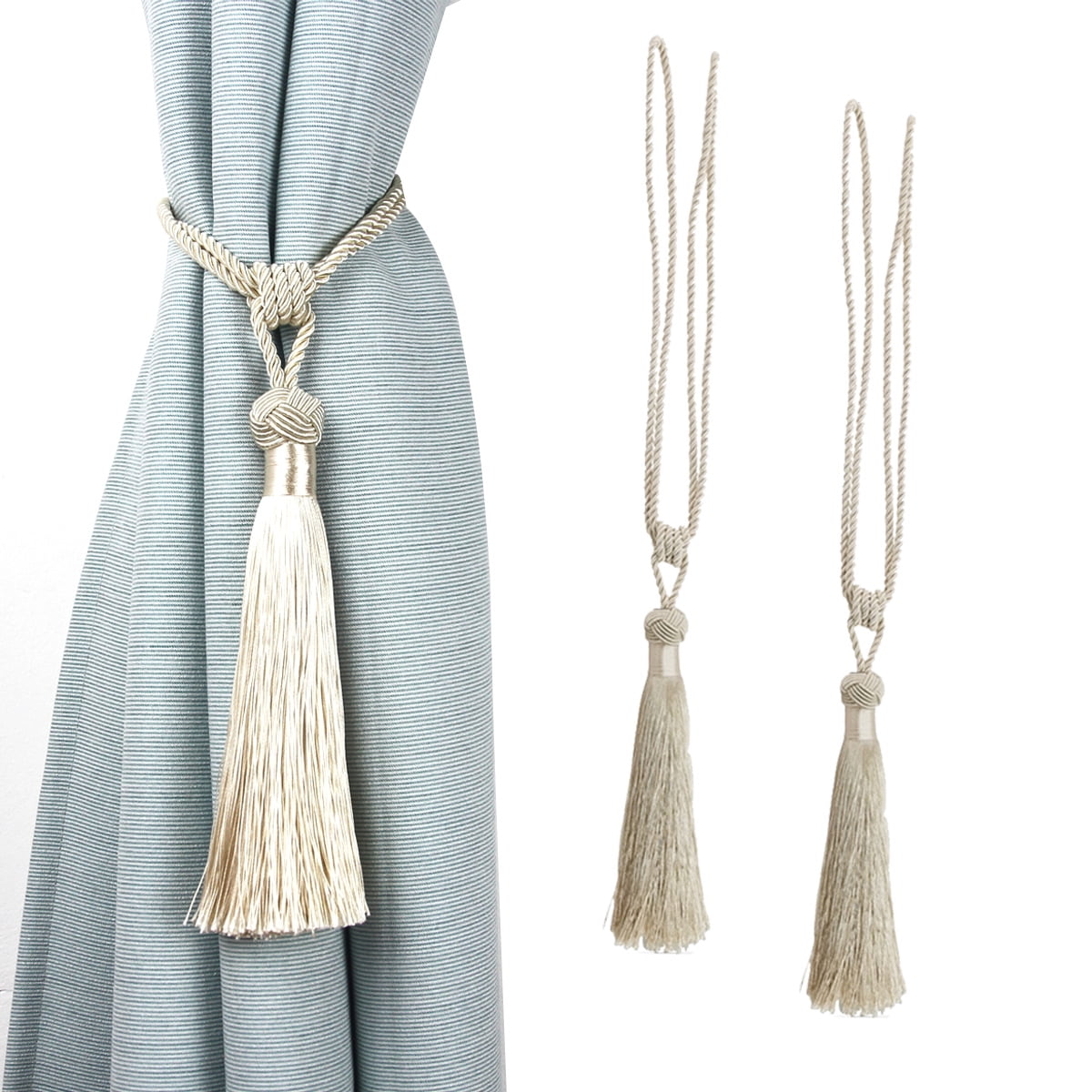 2 Pcs Curtain Tiebacks Tassel Tie-Backs, Handmade Curtain Holdbacks ...